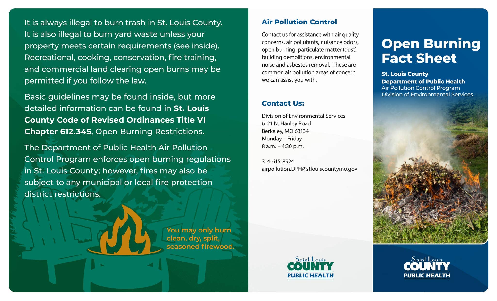 Air Pollution and Control Open Burning Facts Brochure by STLCOGOV - Issuu