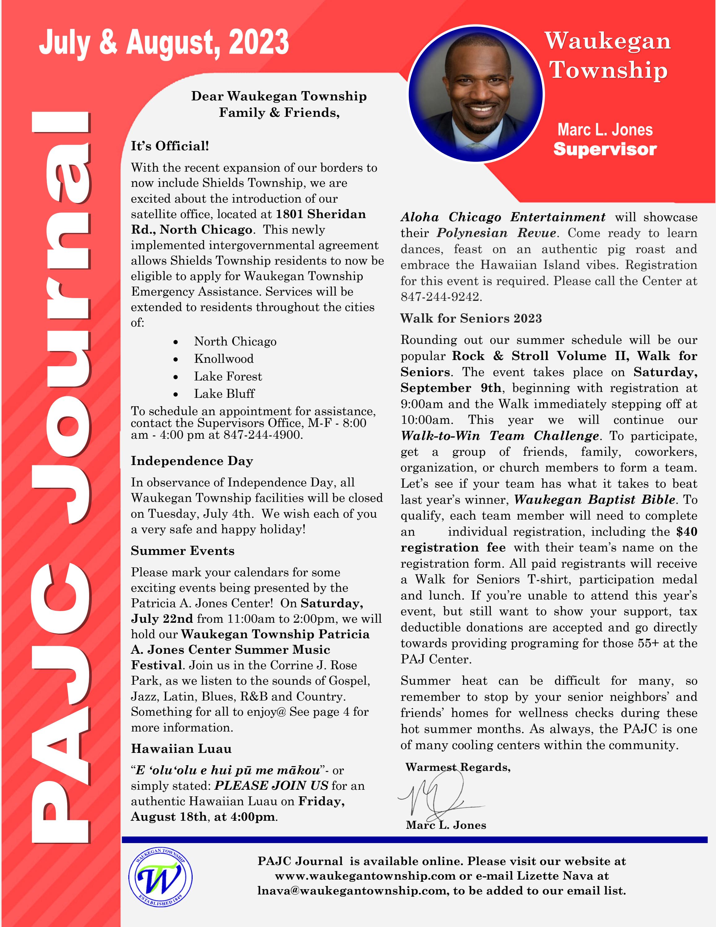 PAJC Journal July and August 2023 by Waukegan Township - Issuu