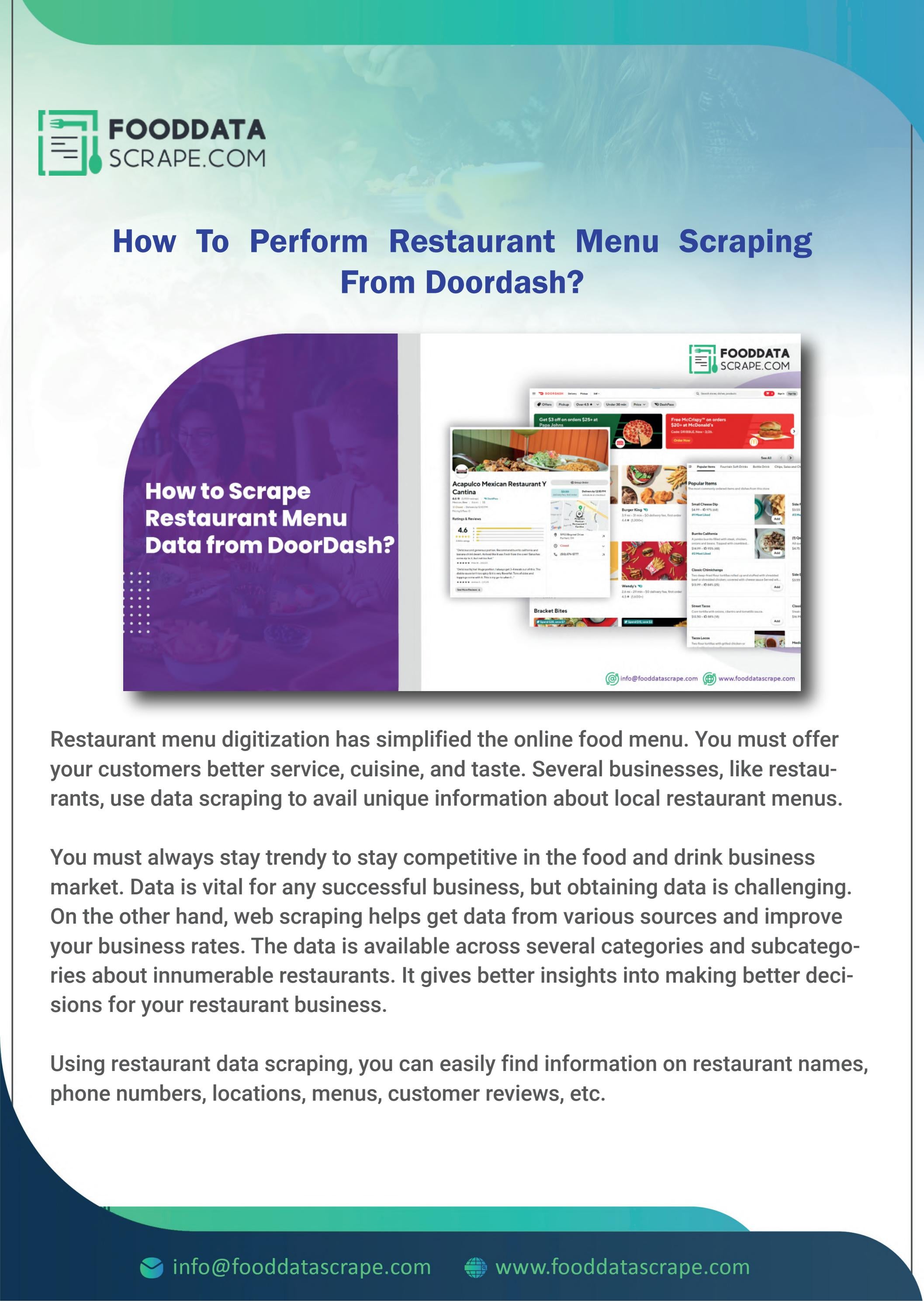 How To Scrape Restaurant Menu Data From DoorDash? by fooddatascrape - Issuu