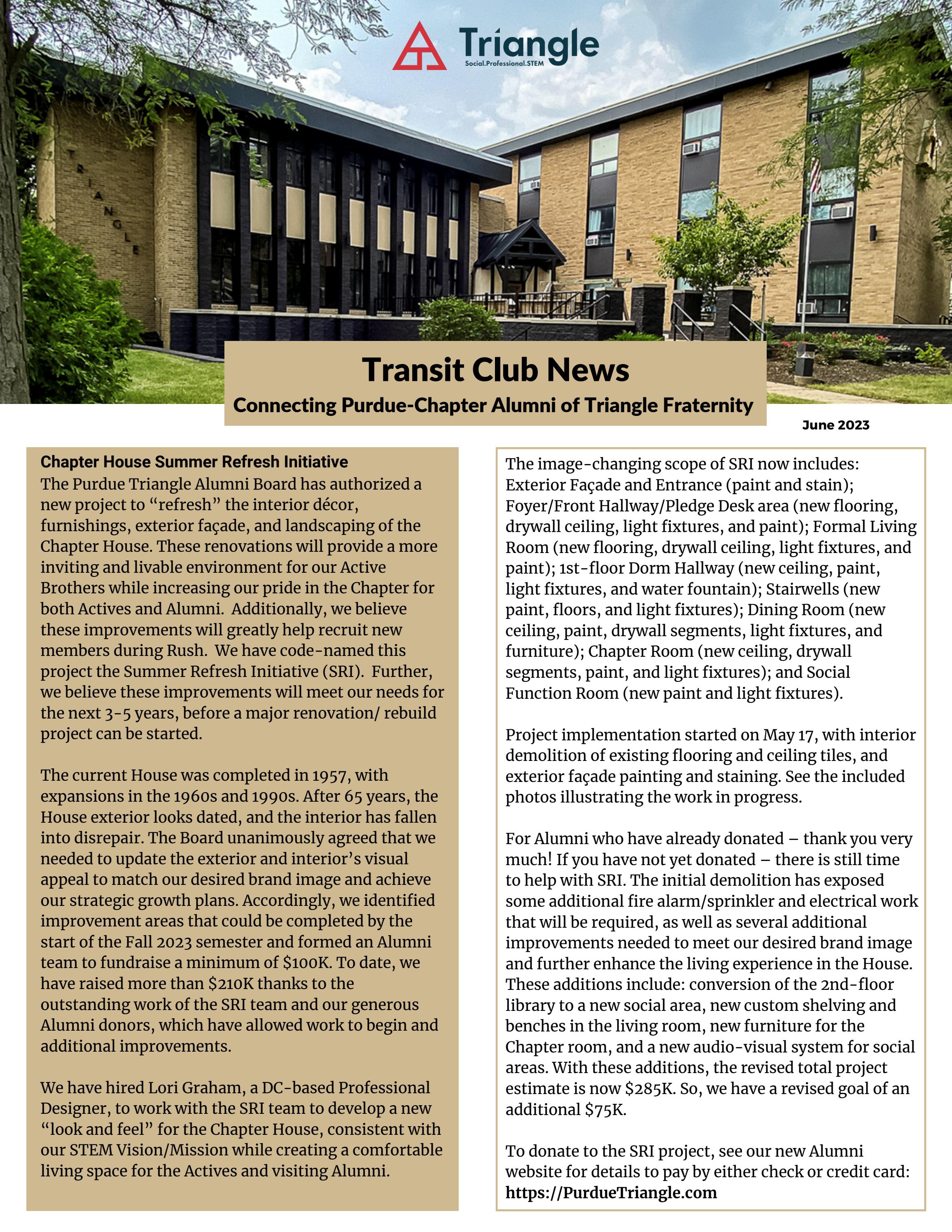 Transit Club News - June 2023 by Triangle Fraternity - Issuu
