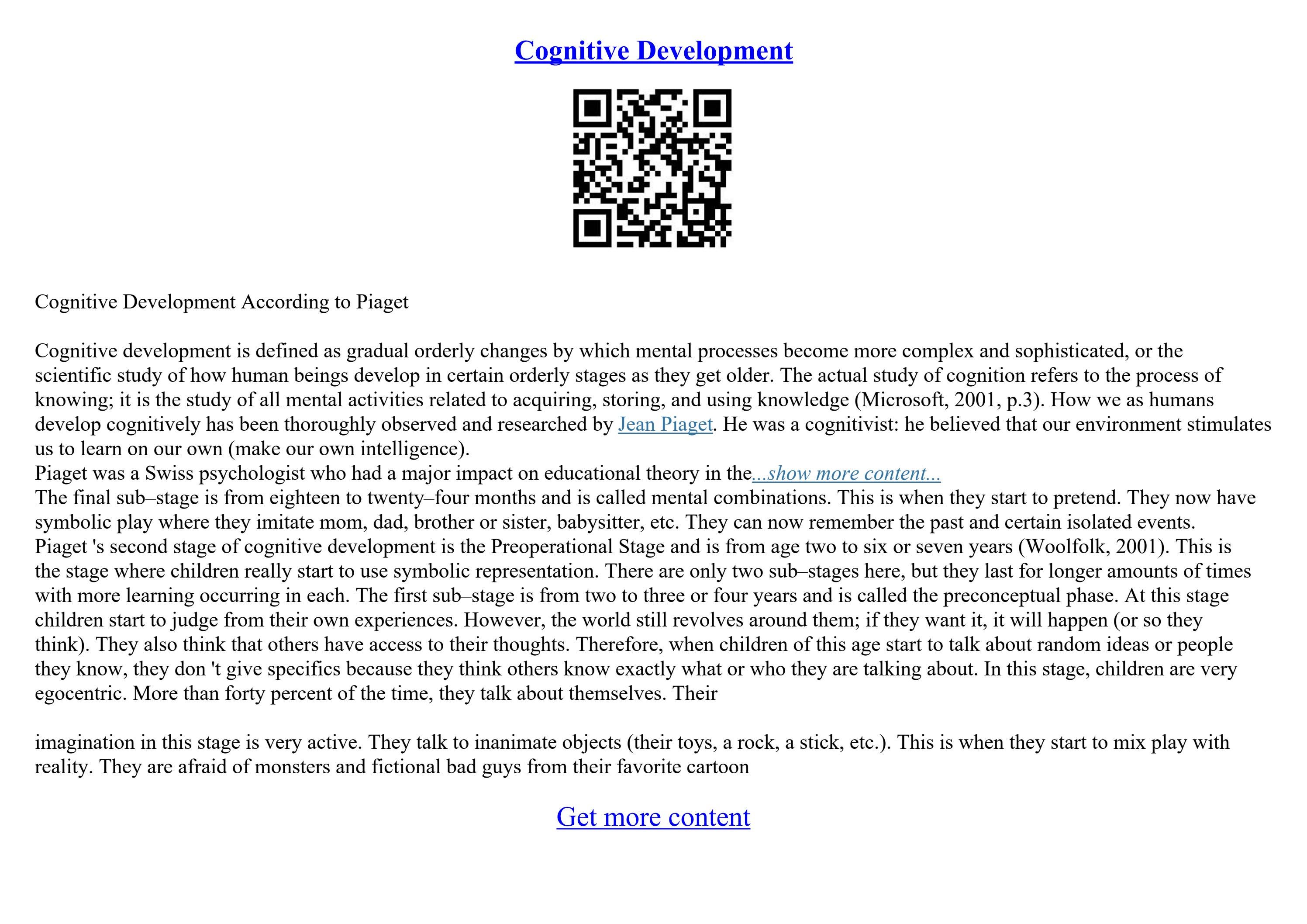 Piagets Stages Of Cognitive Development Comic
