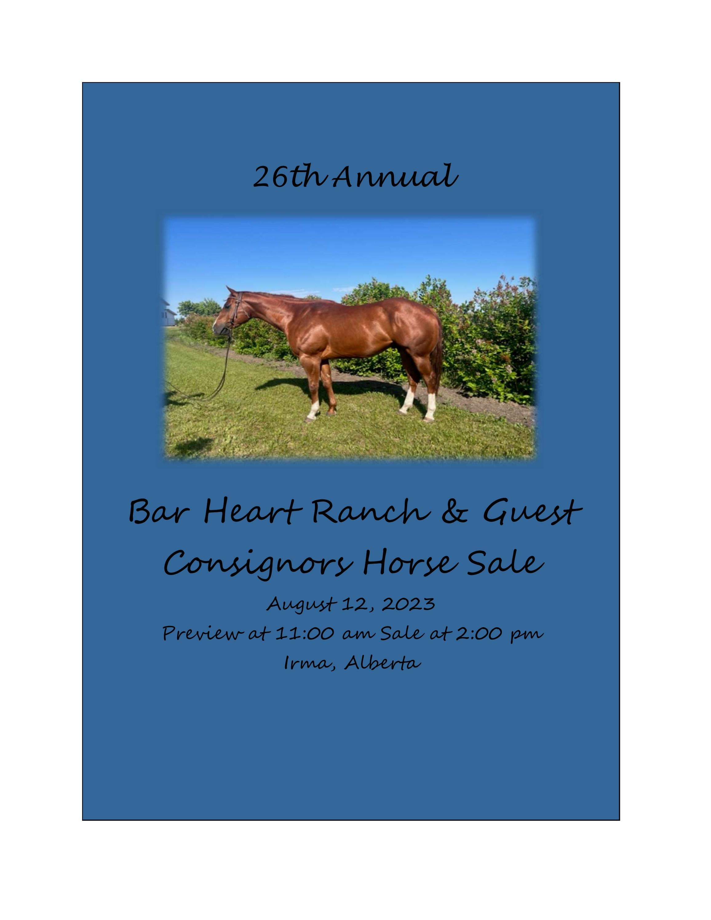 Bar Heart Ranch & Guest Horse Sale 2023 - 26th Annual by DLMS ...