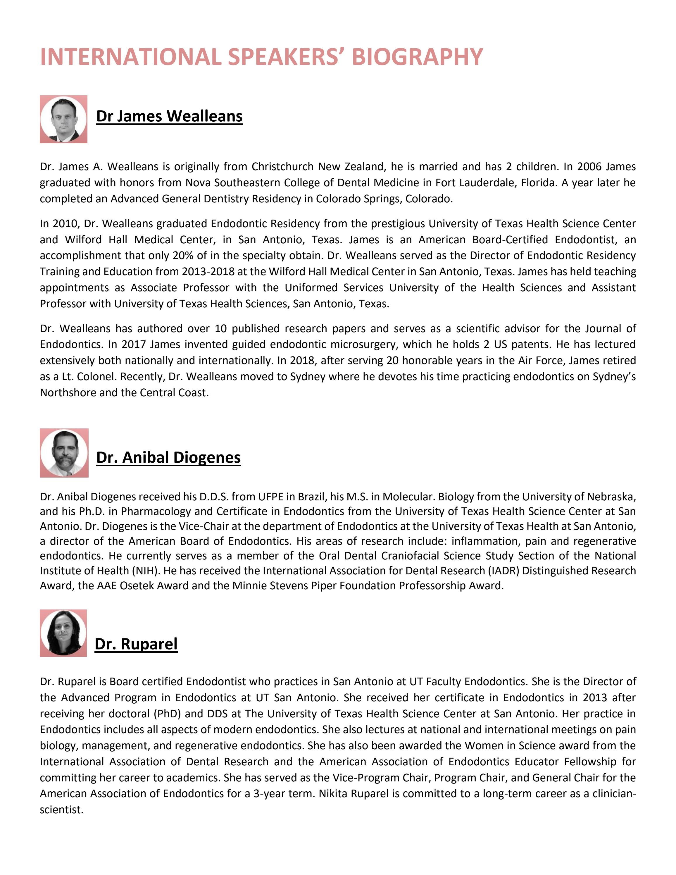 International Speakers' Biography by Henry Schein Australia - Issuu