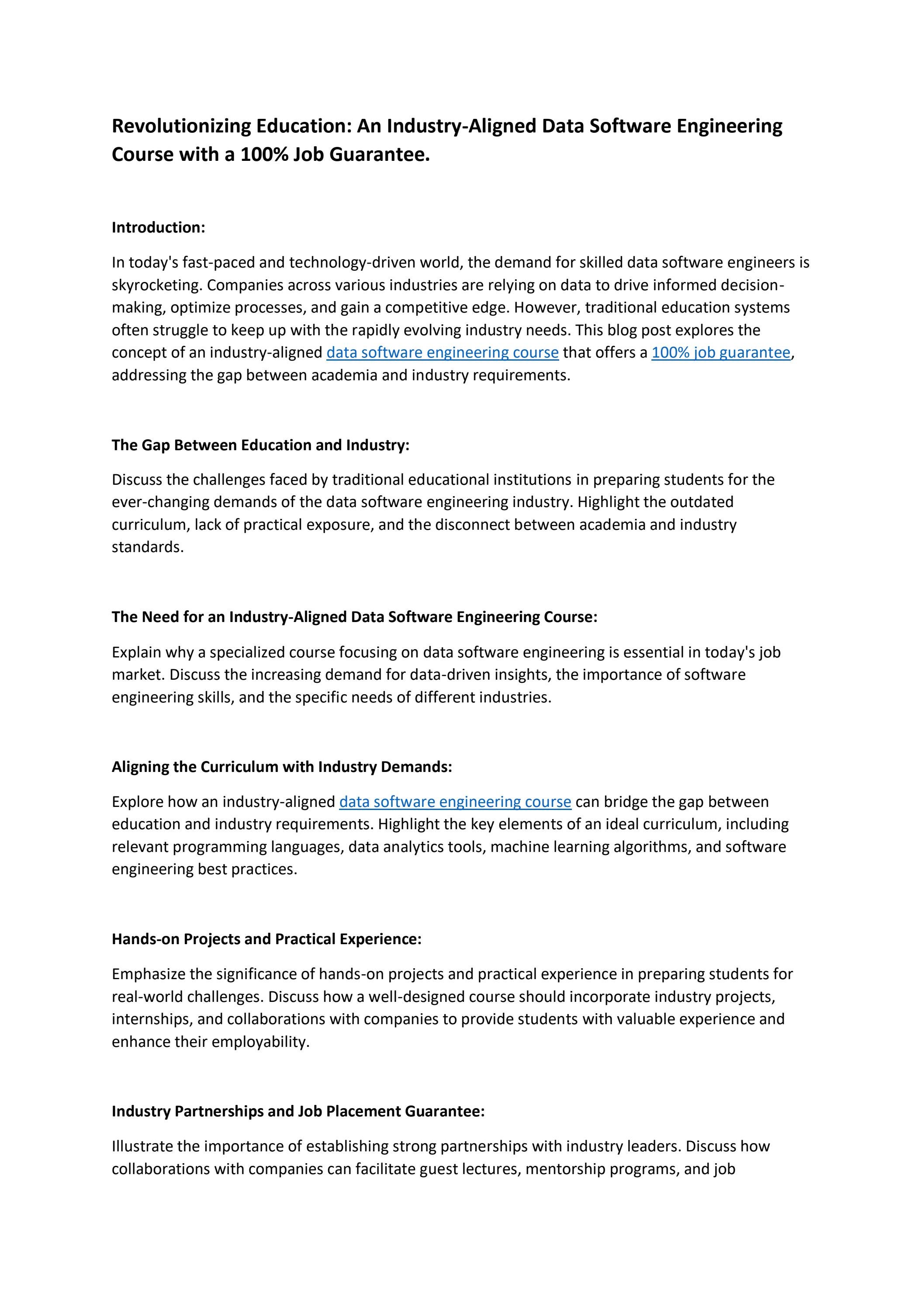 Revolutionizing Education: An Industry-Aligned Data Software ...