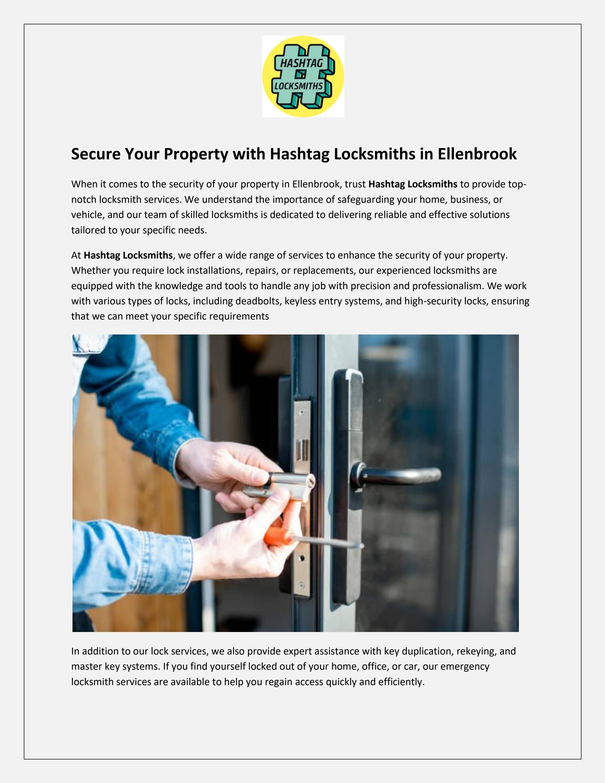 Enhance Security with Hashtag Locksmiths in Ellenbrook | Reliable ...