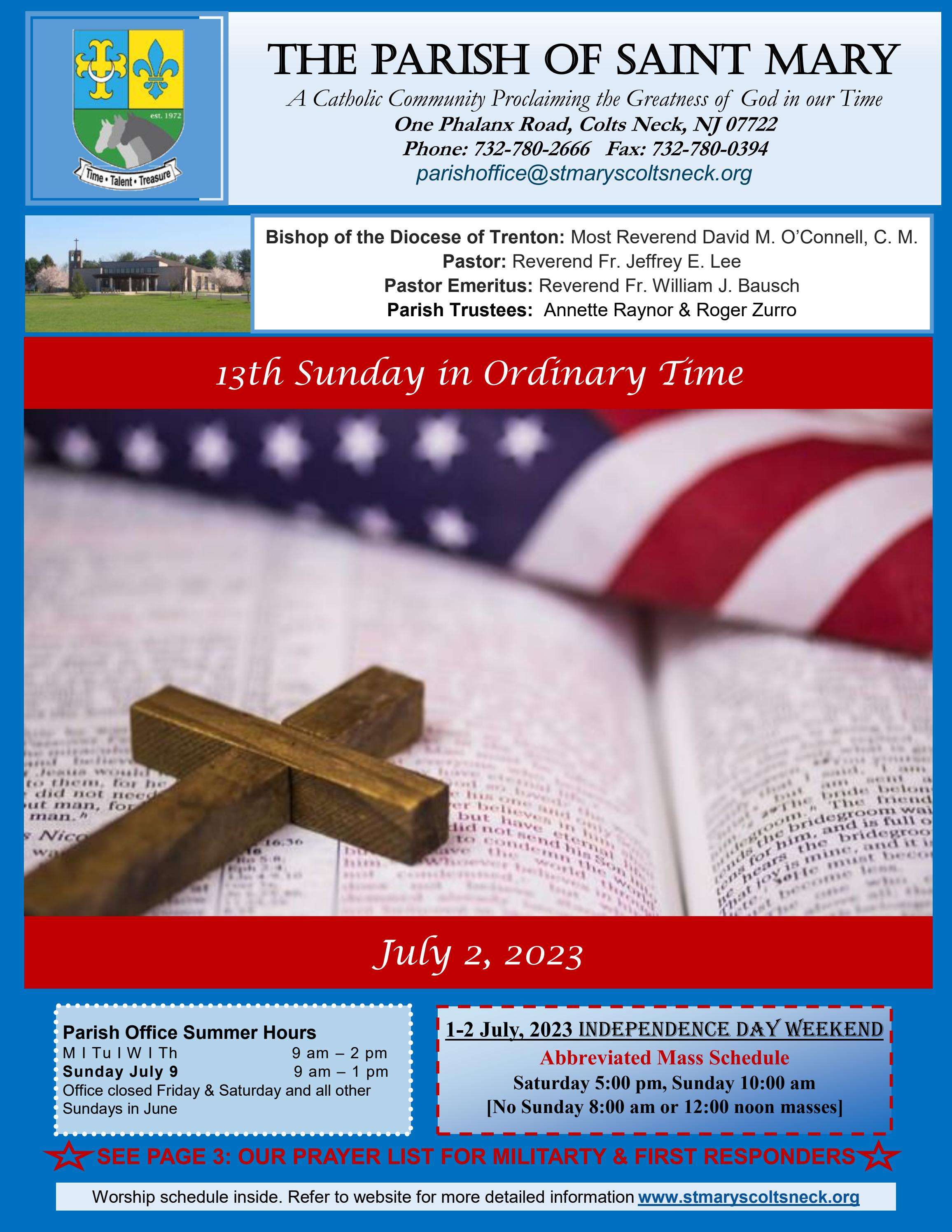 July 2, 2023 - 13th Sunday in Ordinary Time by The Parish of Saint Mary - Issuu