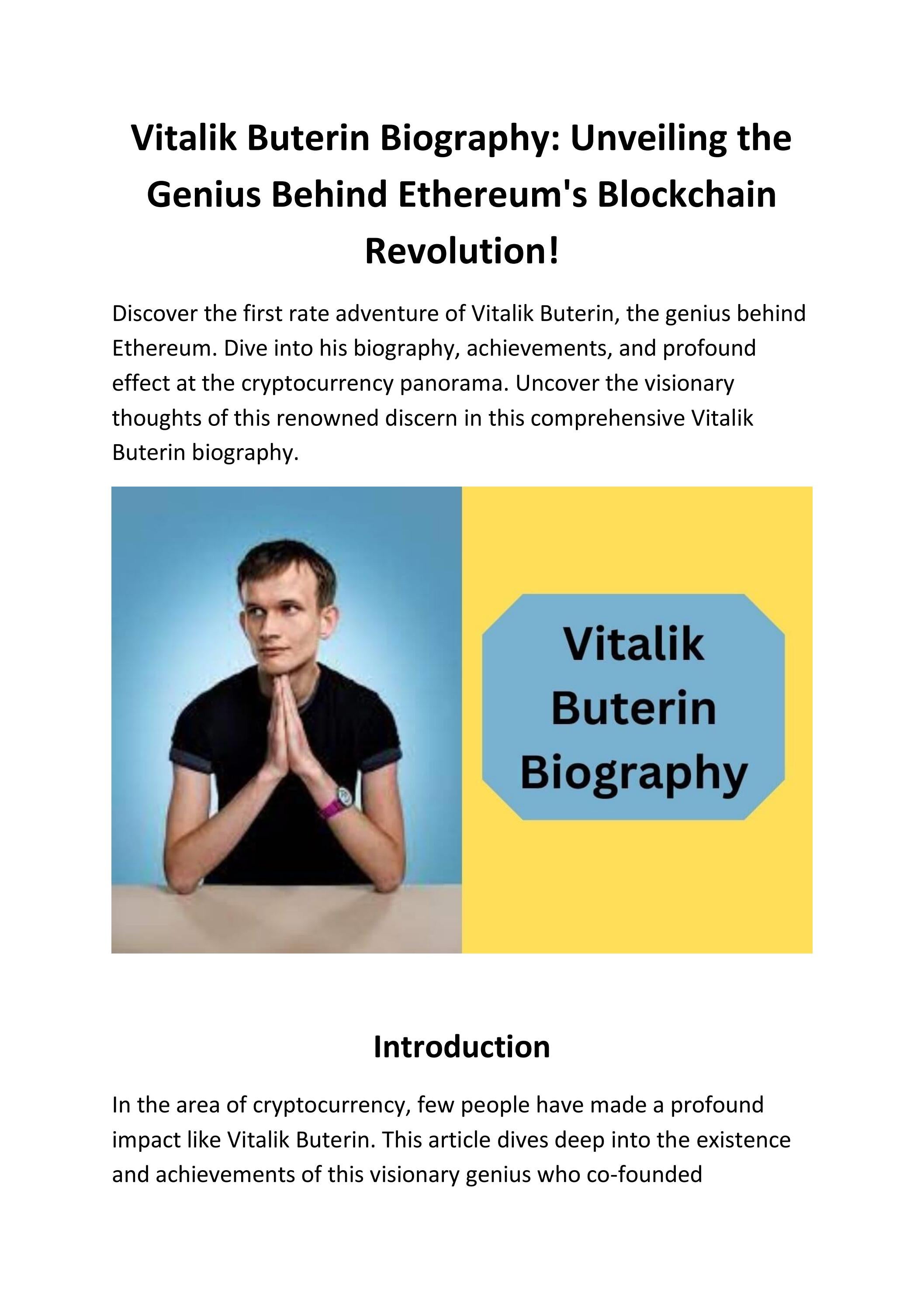 Vitalik Buterin Biography: Unveiling the Genius Behind Ethereum's ... Vitalik Buterin Biography: Unveiling the Genius Behind Ethereum's ...