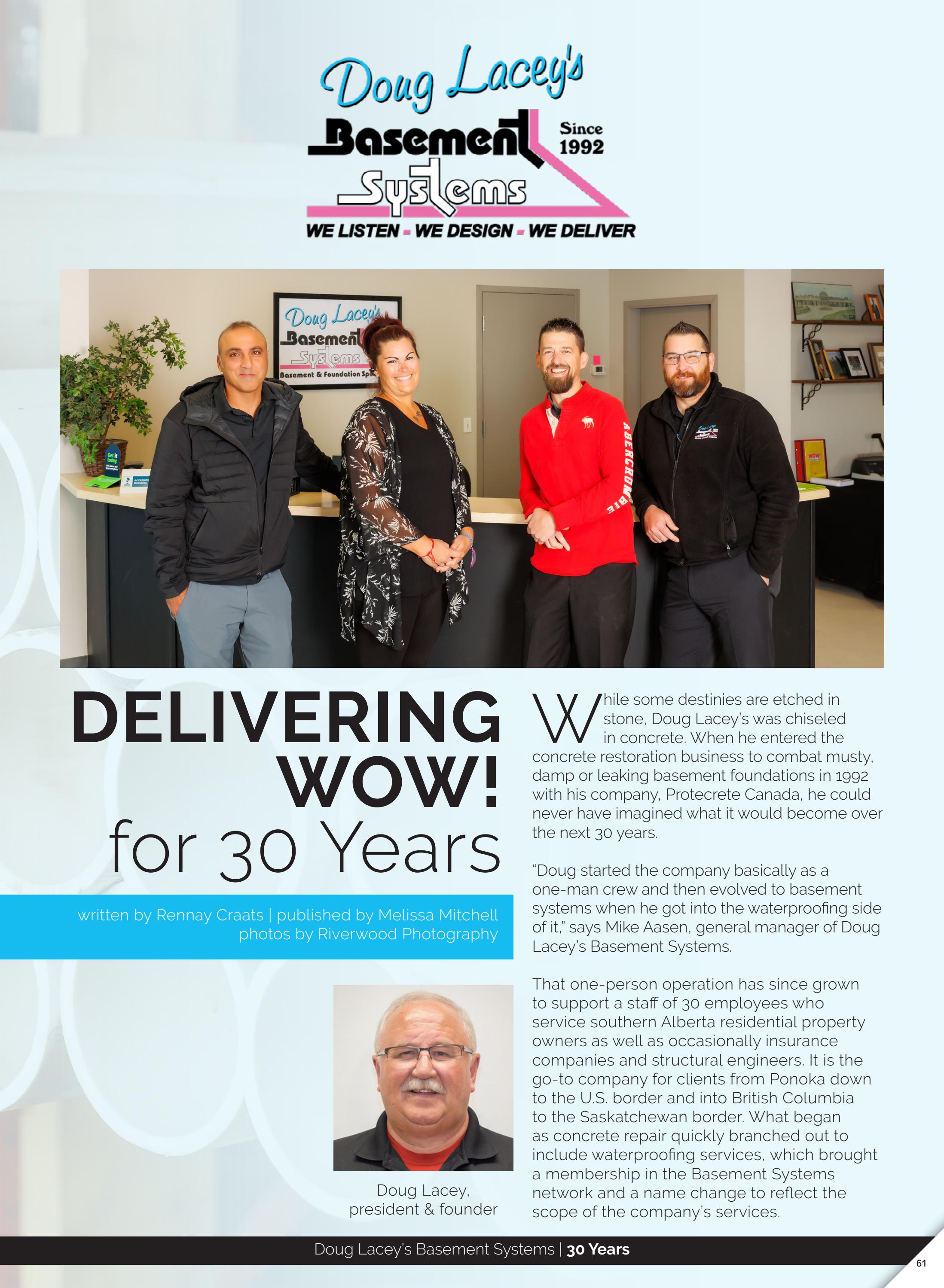 Doug Lacey Basement Systems - Celebrating 30 Years by Business in ...