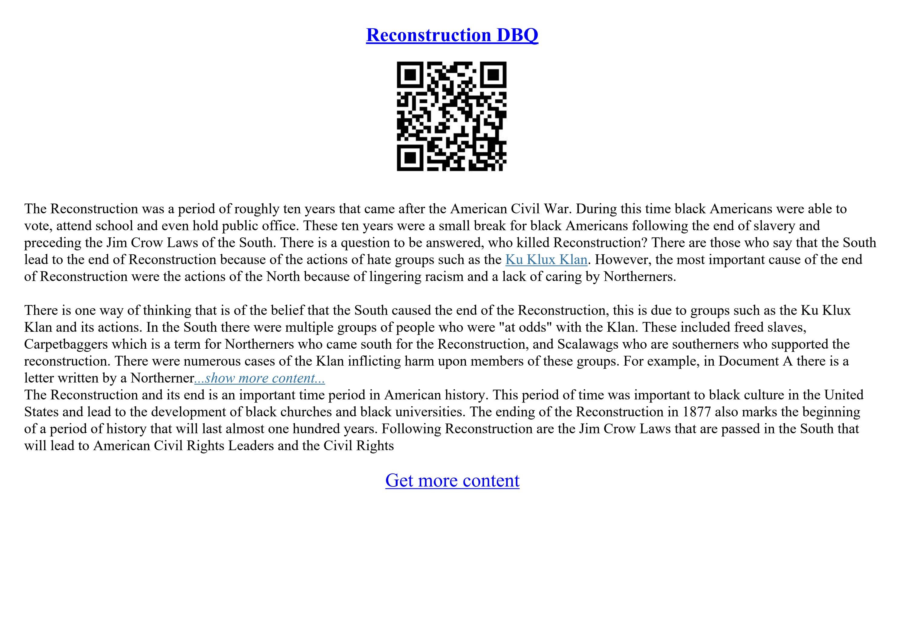 Reconstruction Dbq Essay by Sat Essay Help Baltimore - Issuu