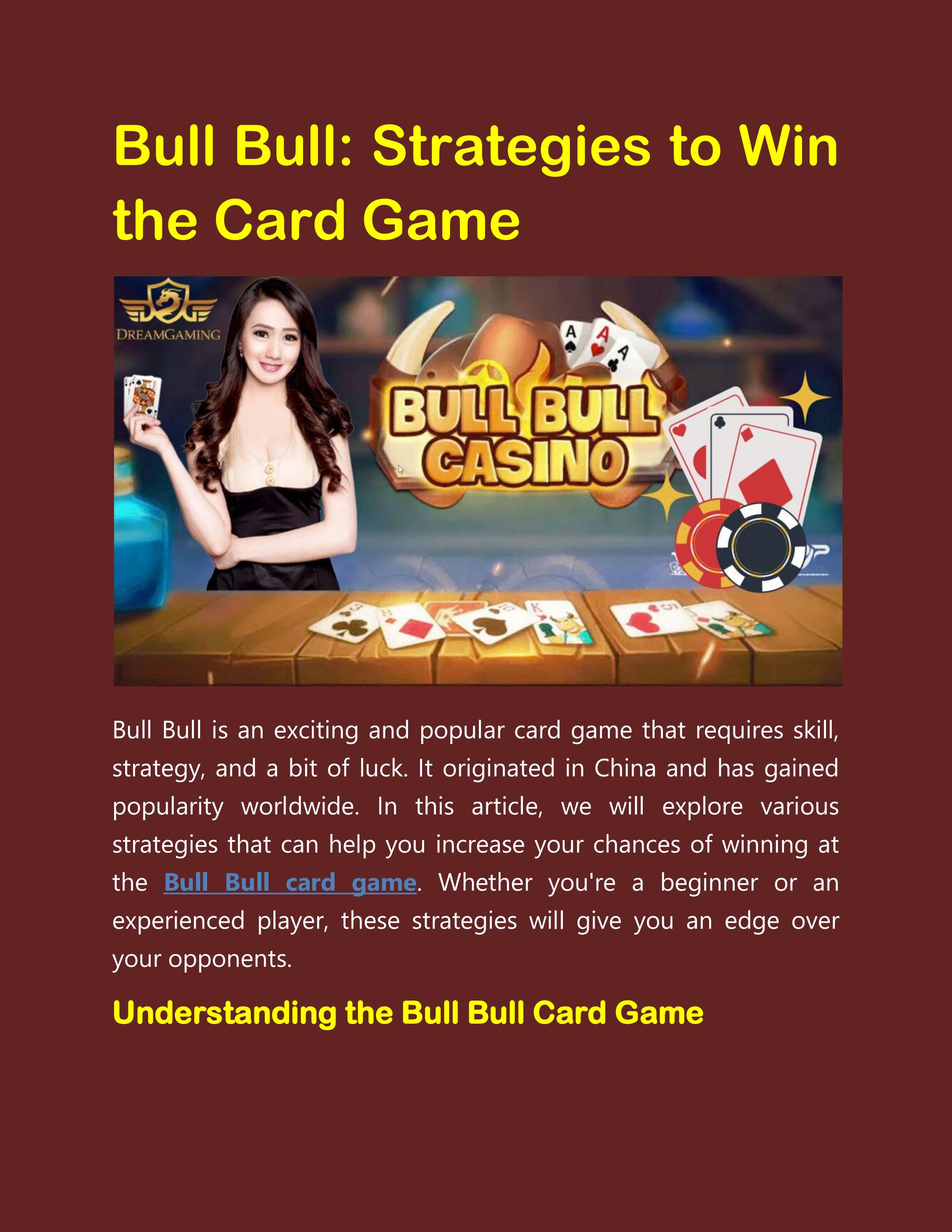 How To Play Bull Bull Card Game Big Strategies By Dream Gaming Asia Issuu