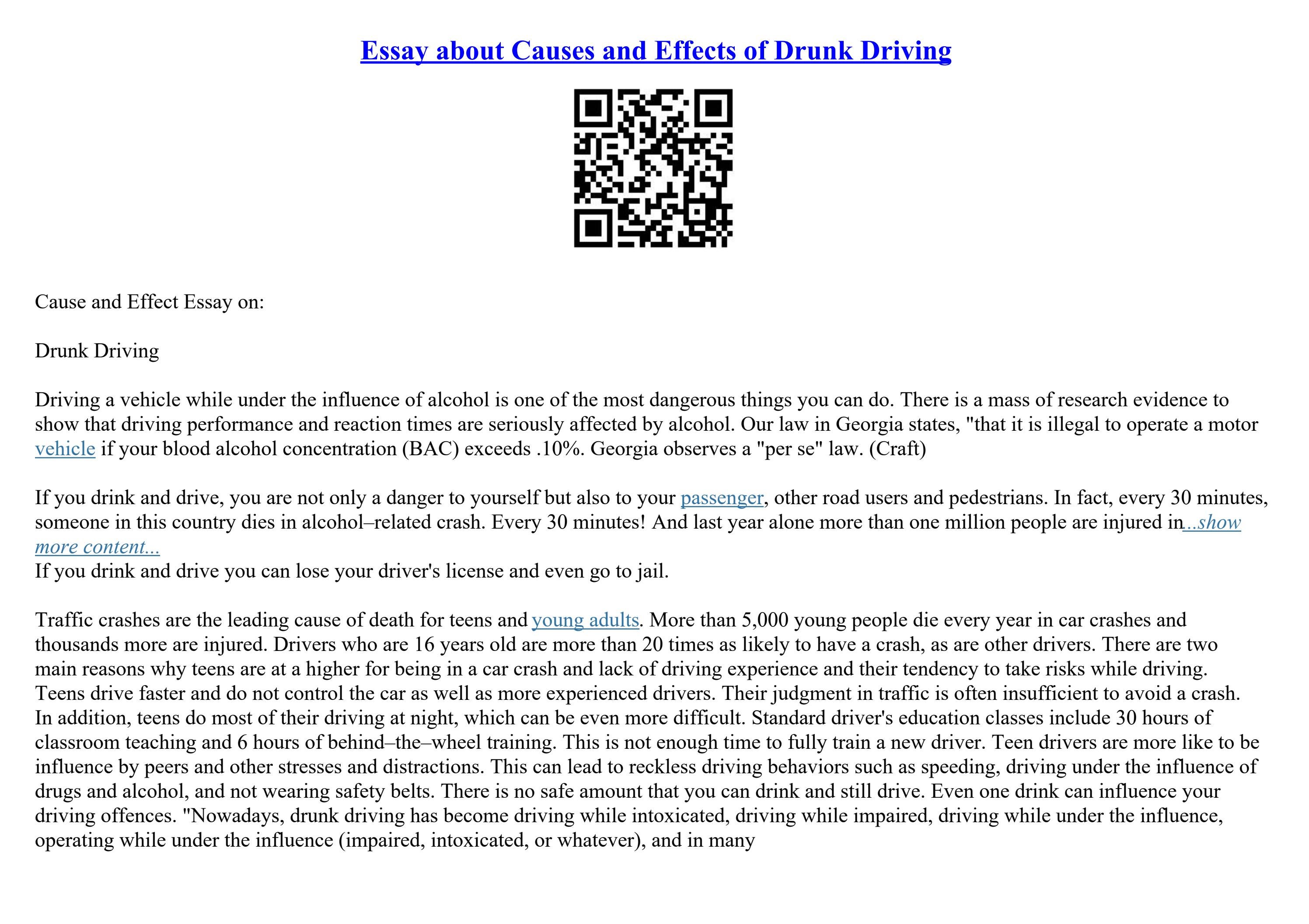 Drunk Driving Essay Outline by Instant Paper Writer Worcester - Issuu