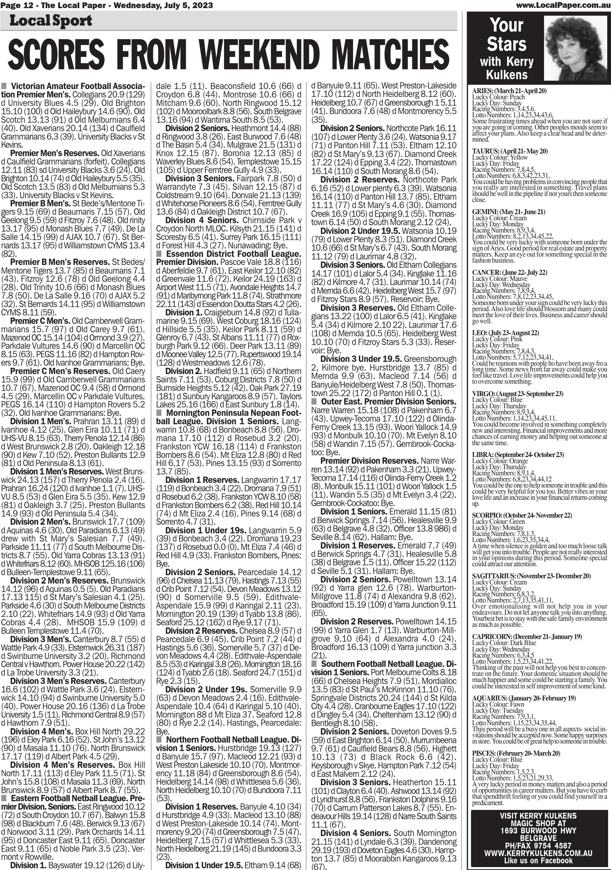 Footy Week. Wed., July 5, 2023 by Ash Long - Issuu