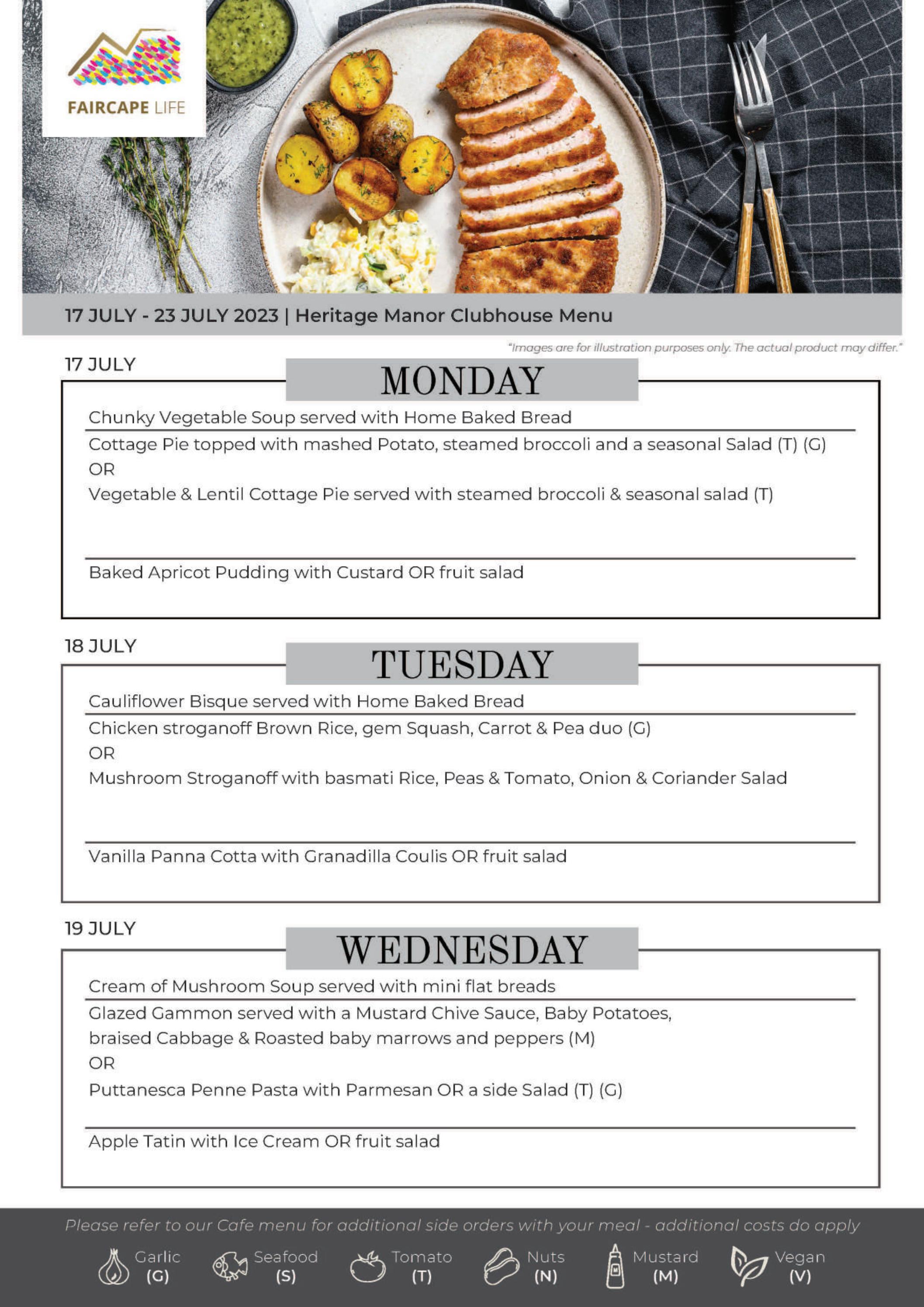 Clubhouse Menus | Heritage Manor | July -August by Faircape-Group - Issuu