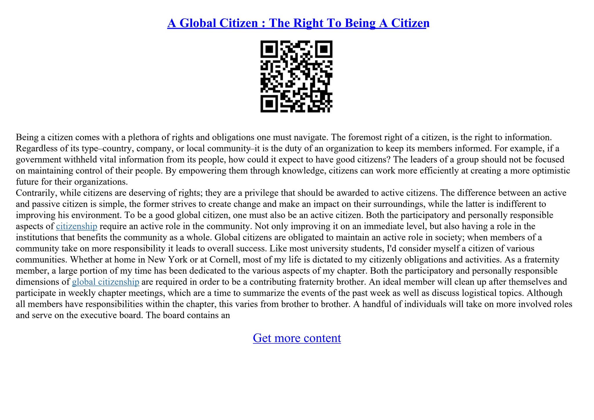 Essay On Responsibilities Of A Good Citizen by Custom Written College ...