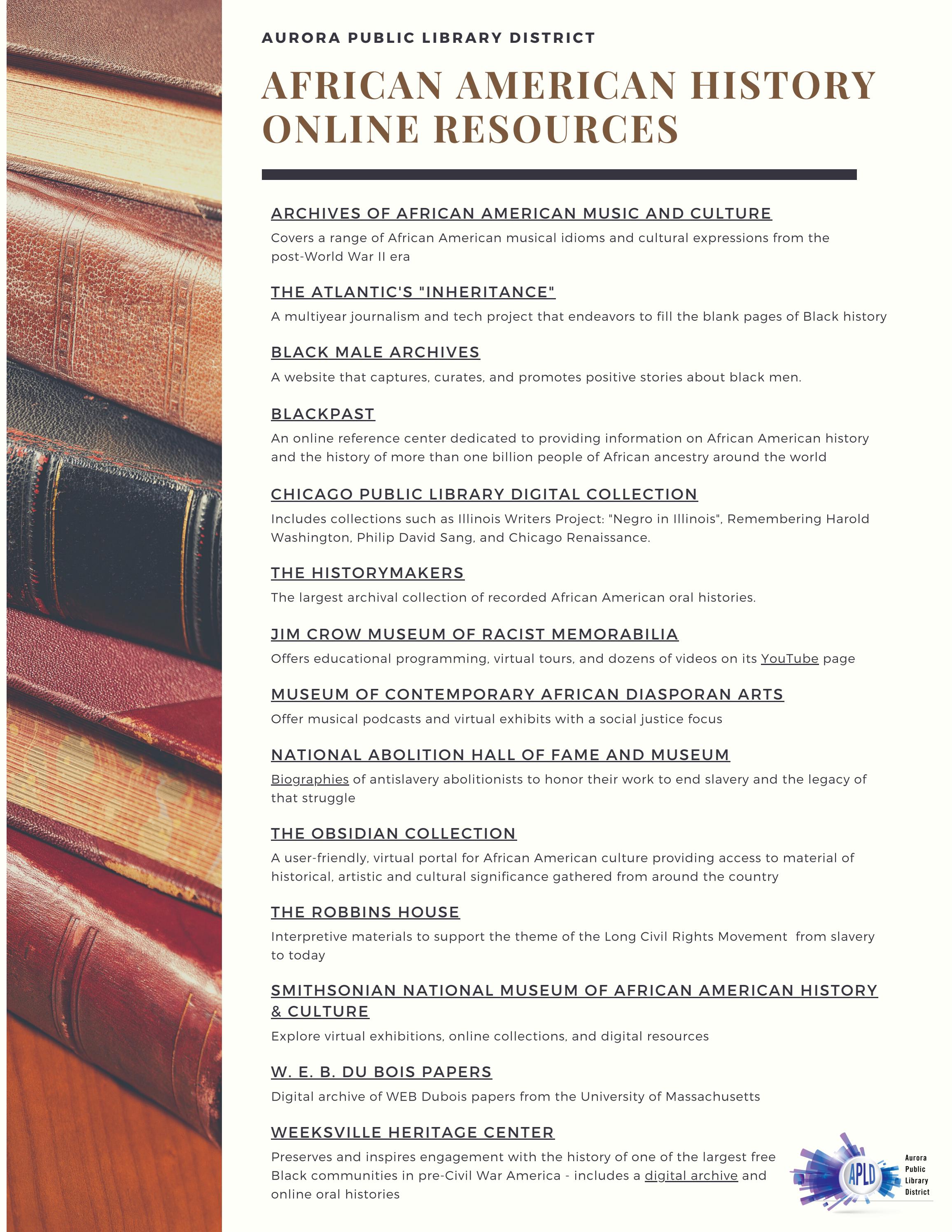 African American History Online Resources by Aurora Public Library ...