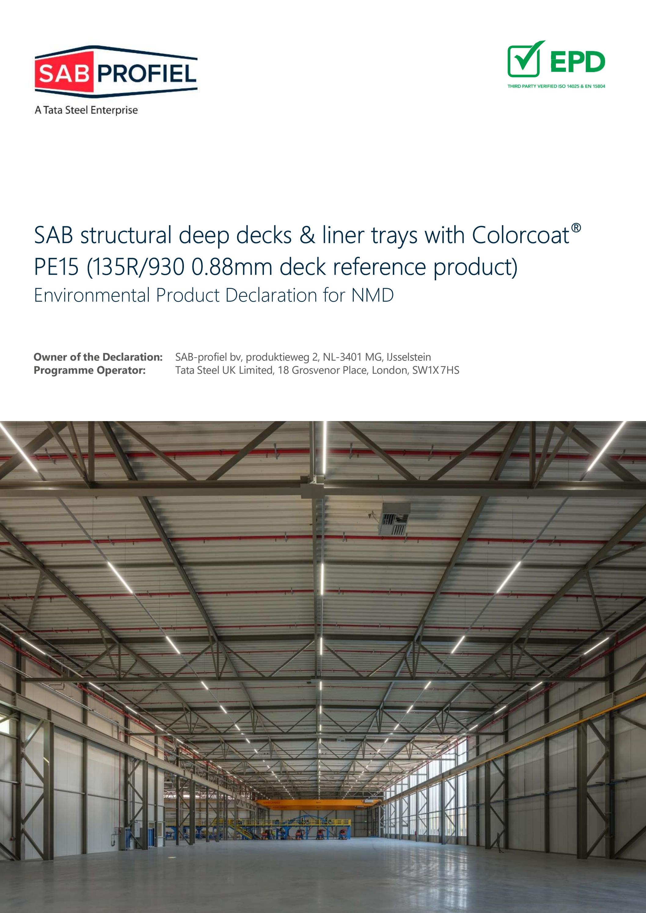 Miljøvaredeklaration EPD > Ståltrapezplader fra SAB med Colorcoat PE15 ...