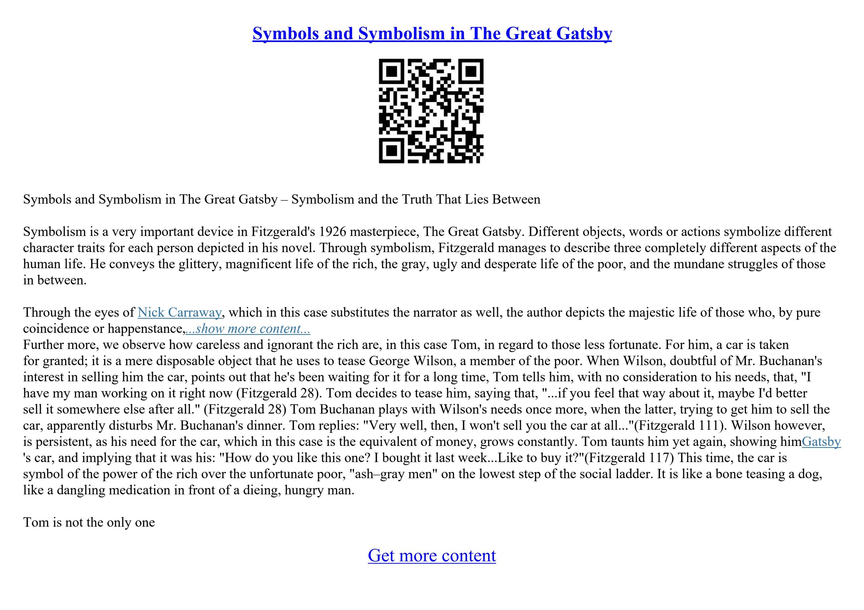 Nick Great Gatsby Symbols