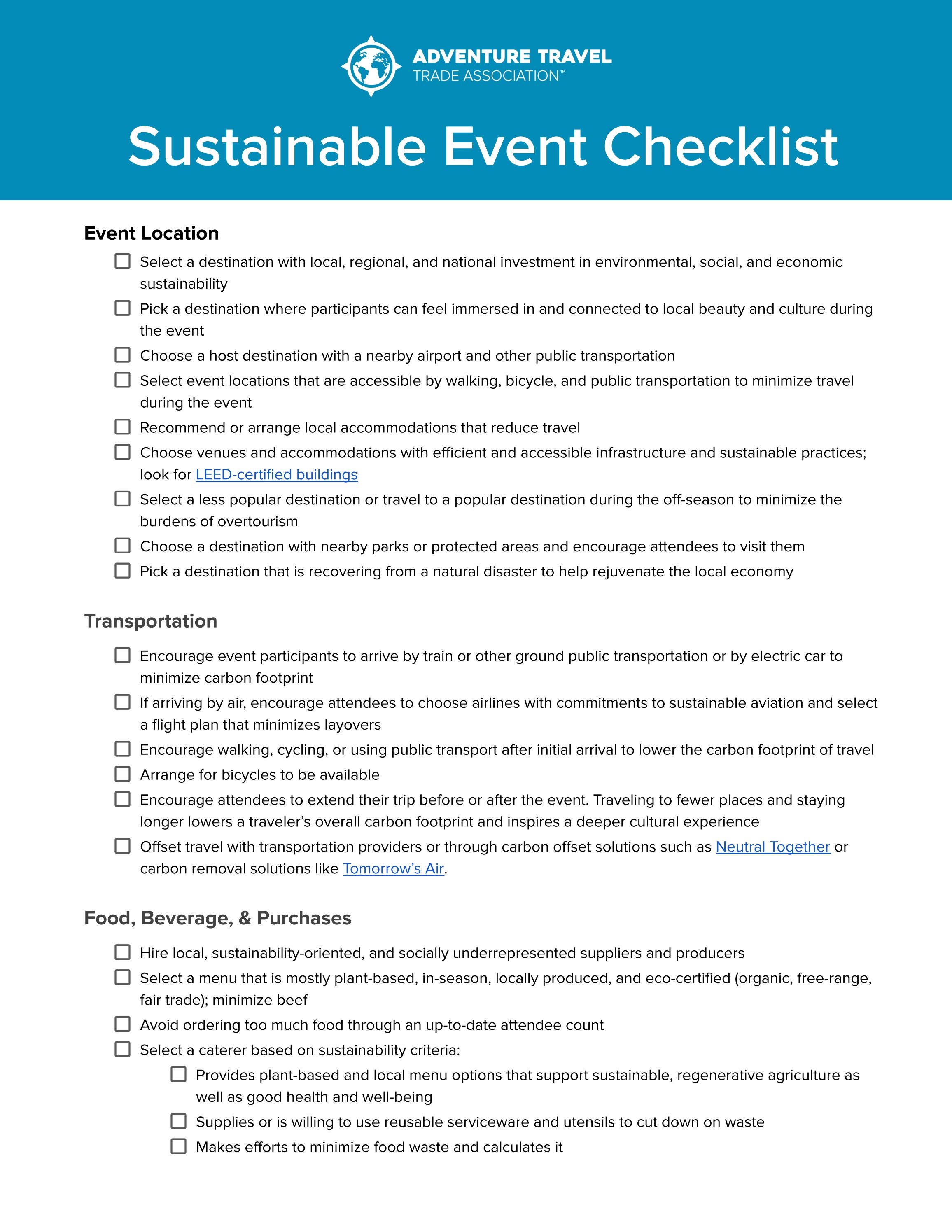 Meetings - Sustainable Event Checklist by Switzerland Tourism - Issuu