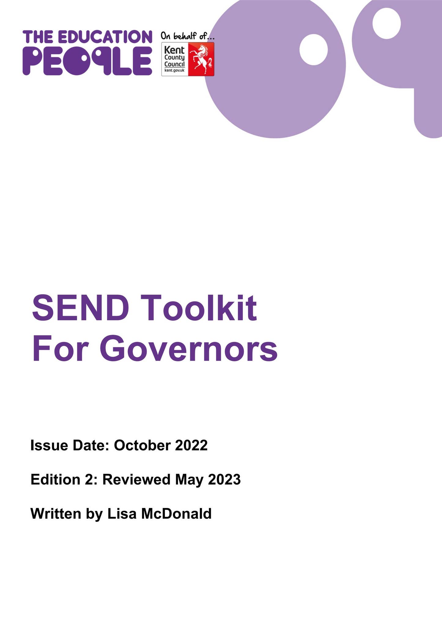 SEND Toolkit for Governors 2023 (Large Font) by The Education People ...
