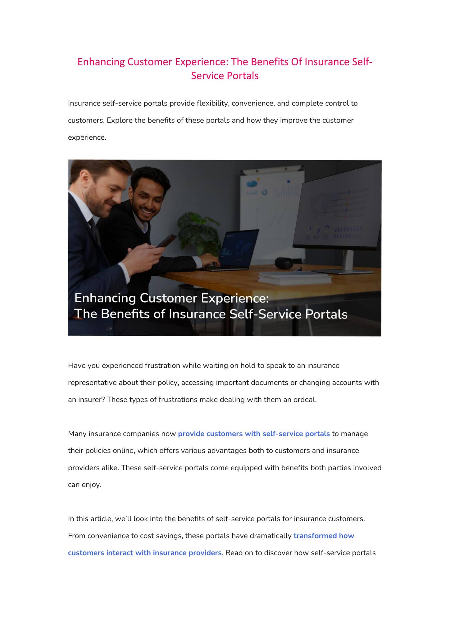 The Benefits Of Insurance Self-Service Portals by Aixtor Technologies ...