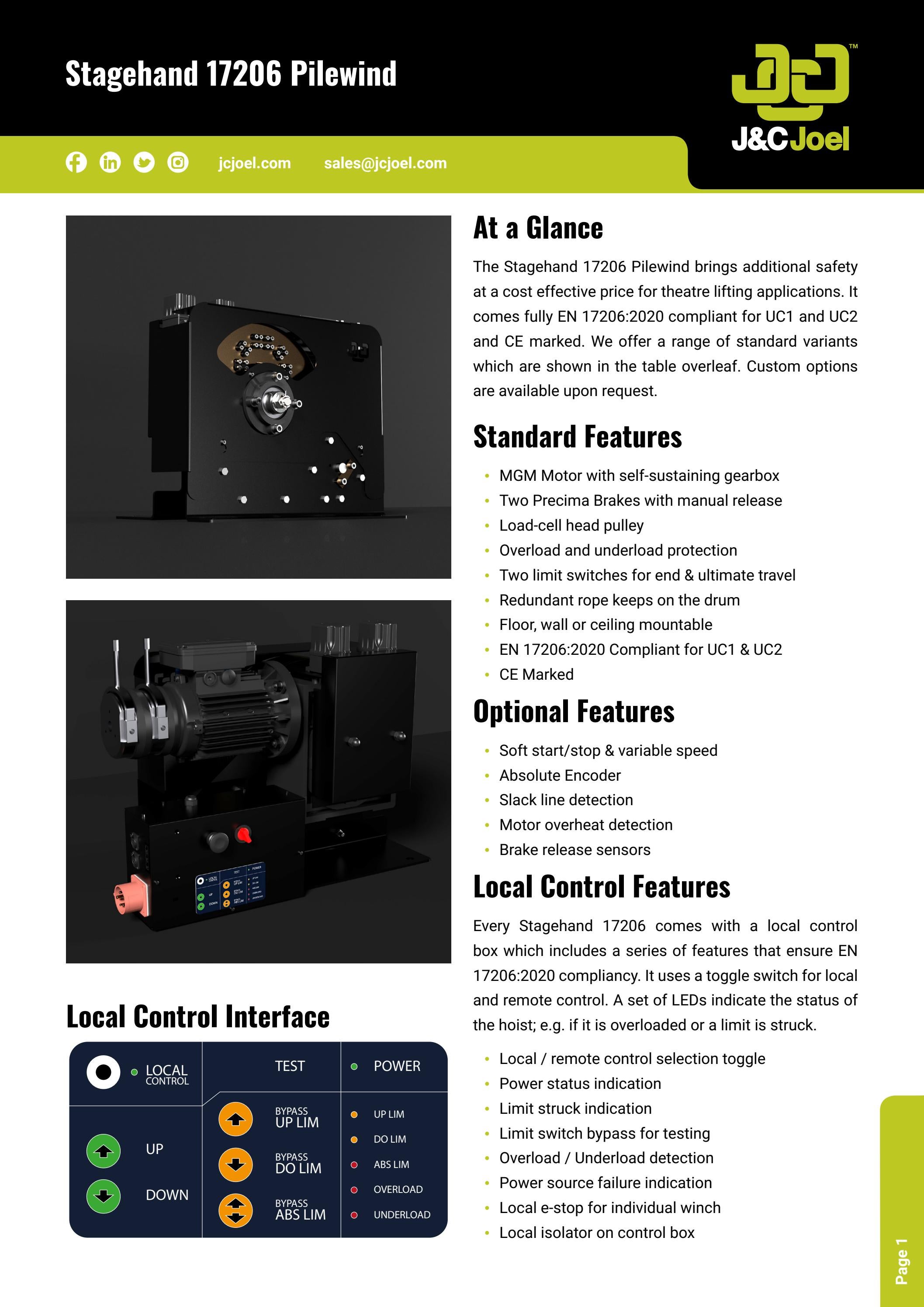 Stagehand 17206 Pilewind Datasheet by J&C Joel Limited - Issuu
