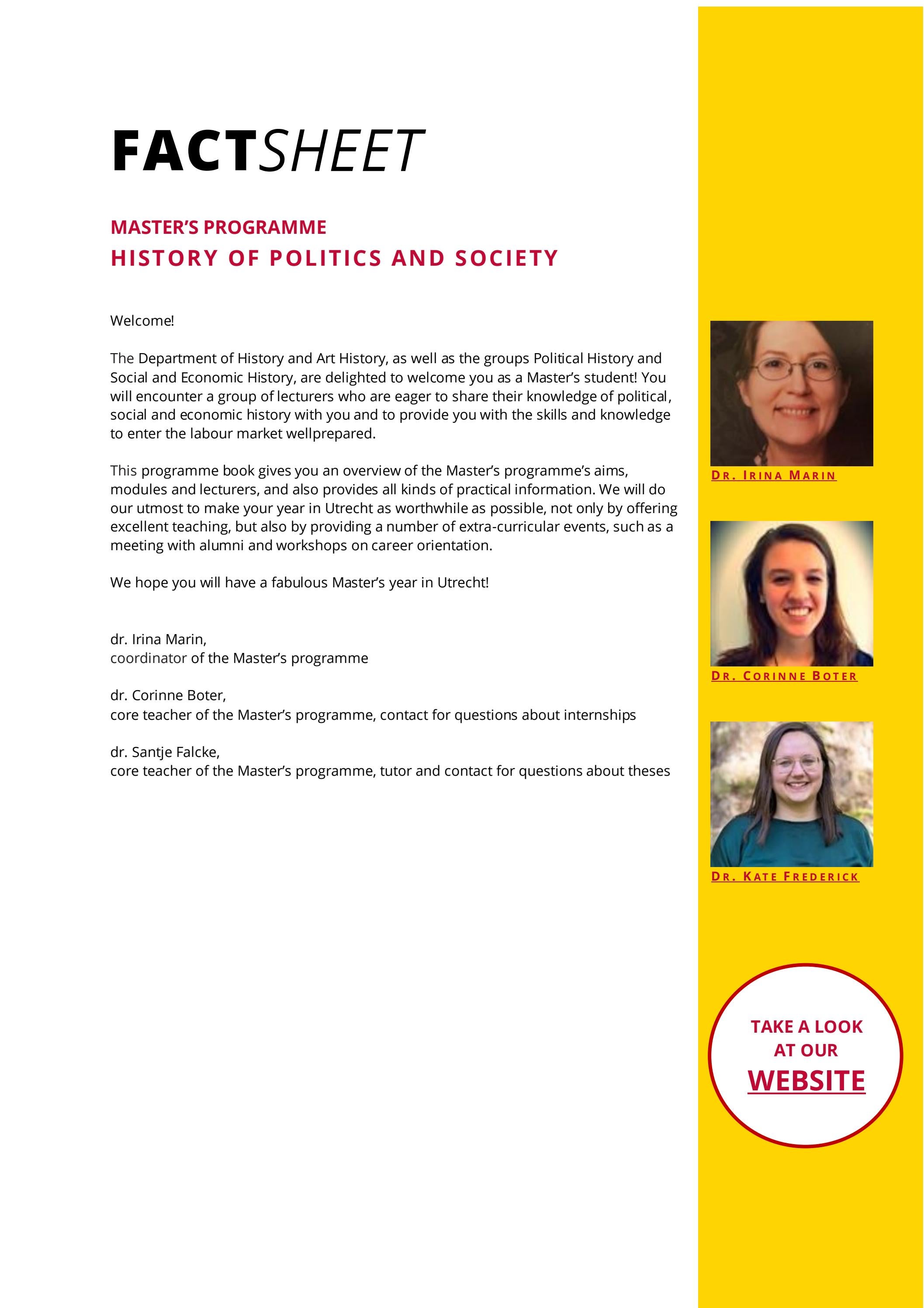 Factsheet History of Politics and Society by HumanitiesUU - Issuu