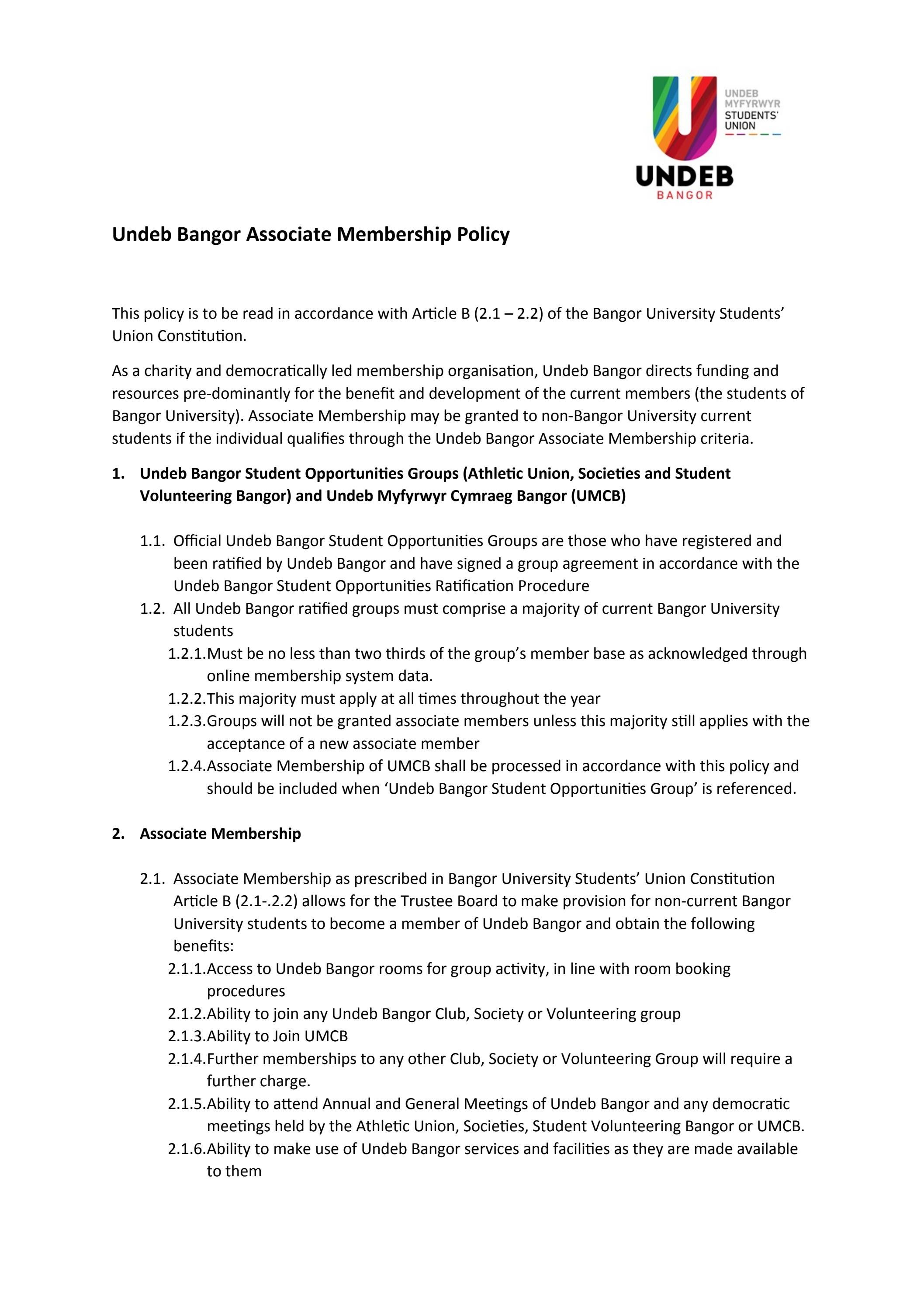 Associate Membership by Undeb Bangor - Issuu