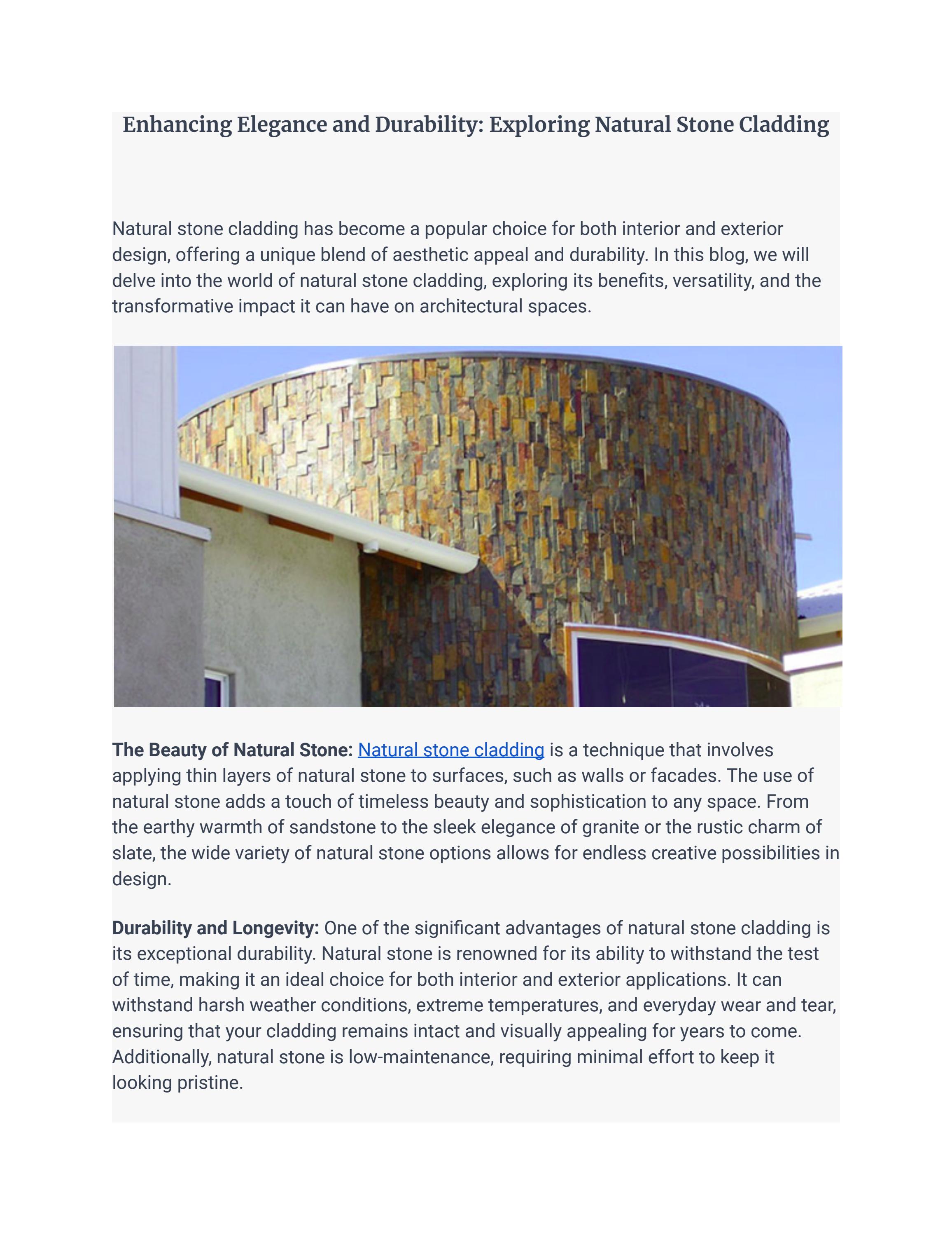 Enhancing Elegance and Durability: Exploring Natural Stone Cladding by ...