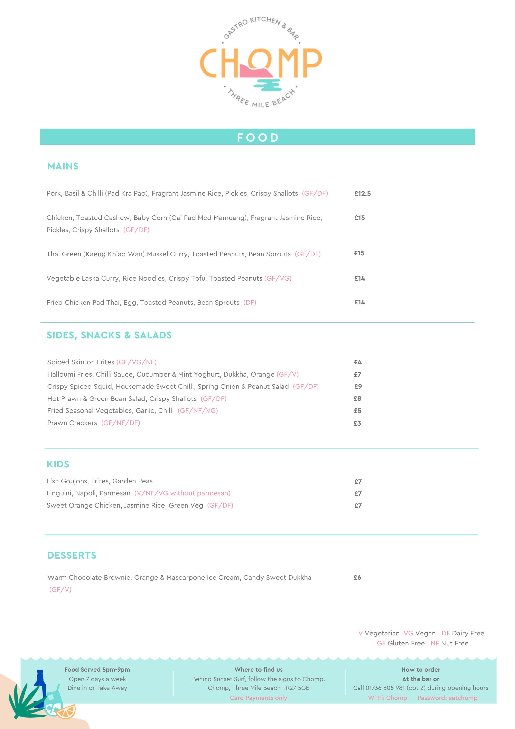 Chomp Food & Drink Menus by threemilebeach - Issuu