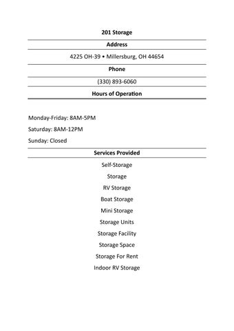 201 Storage by 201 Storage - Issuu