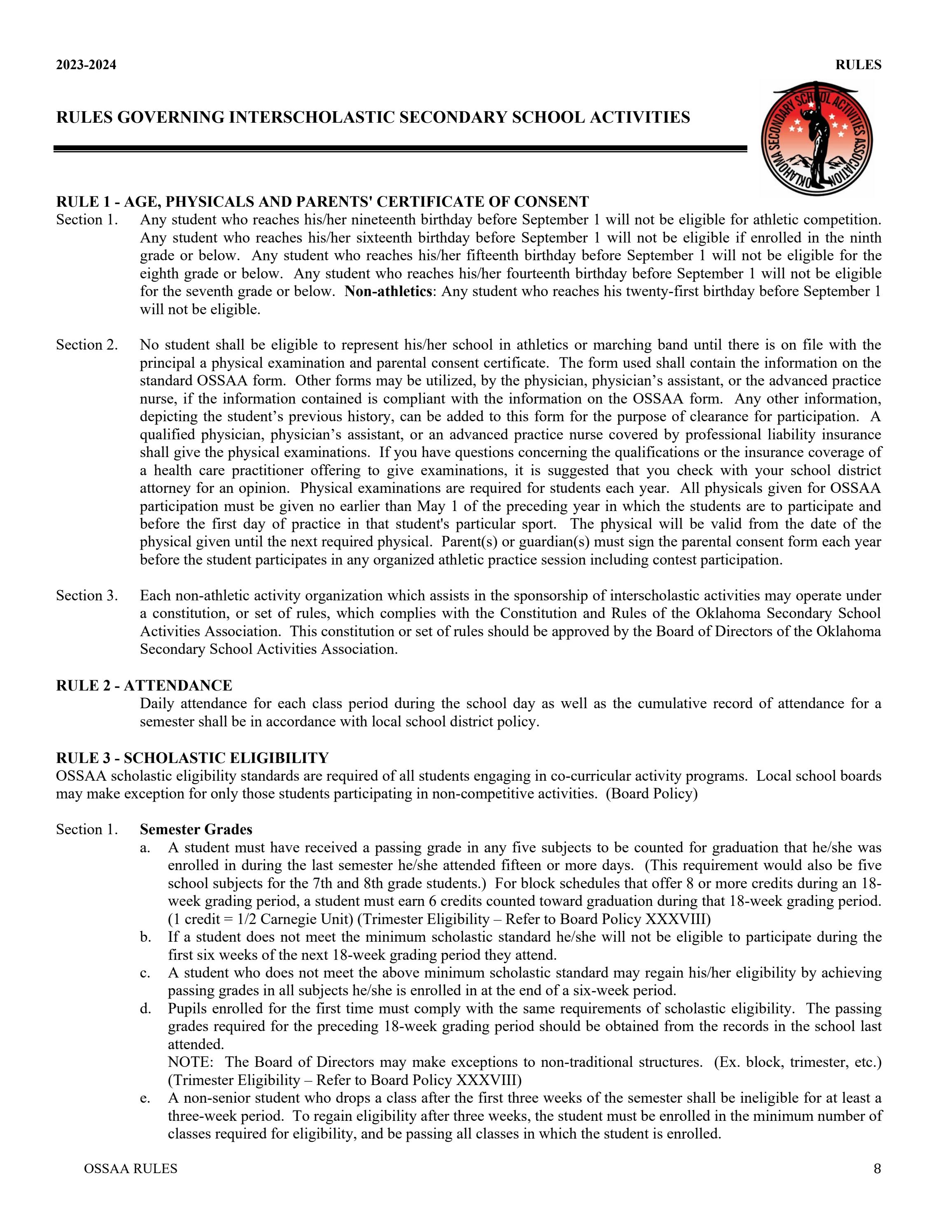 2023-24 OSSAA Rules by OSSAA Media - Issuu