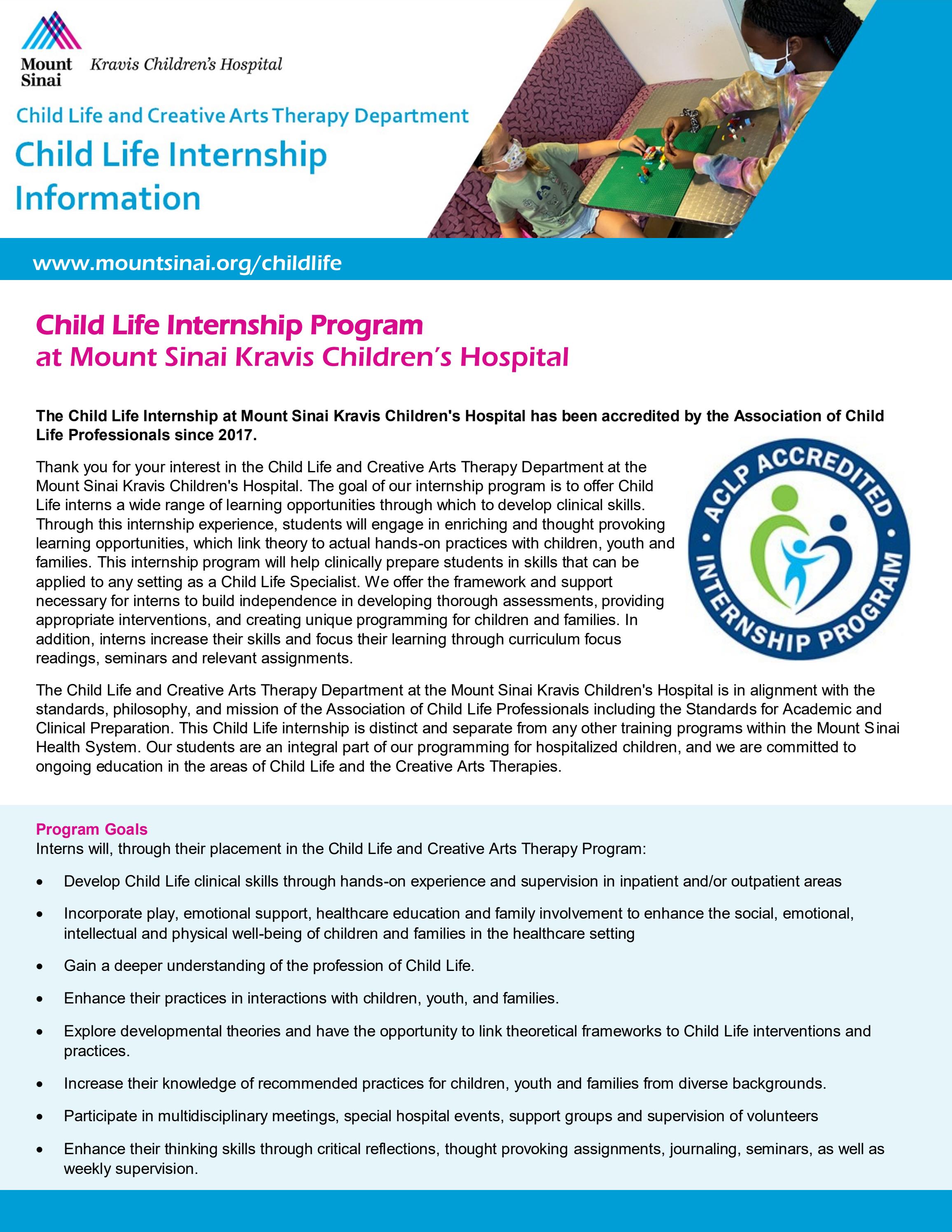 Child Life Internship Information by Child Life and Creative Arts ...