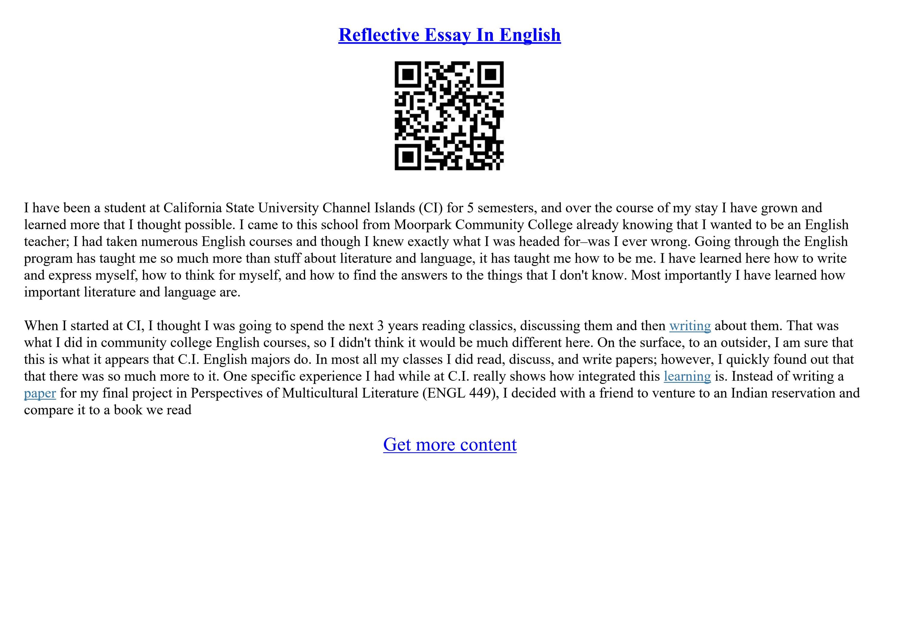 Reflective Essay English Class by College Papers Writing Service UK - Issuu