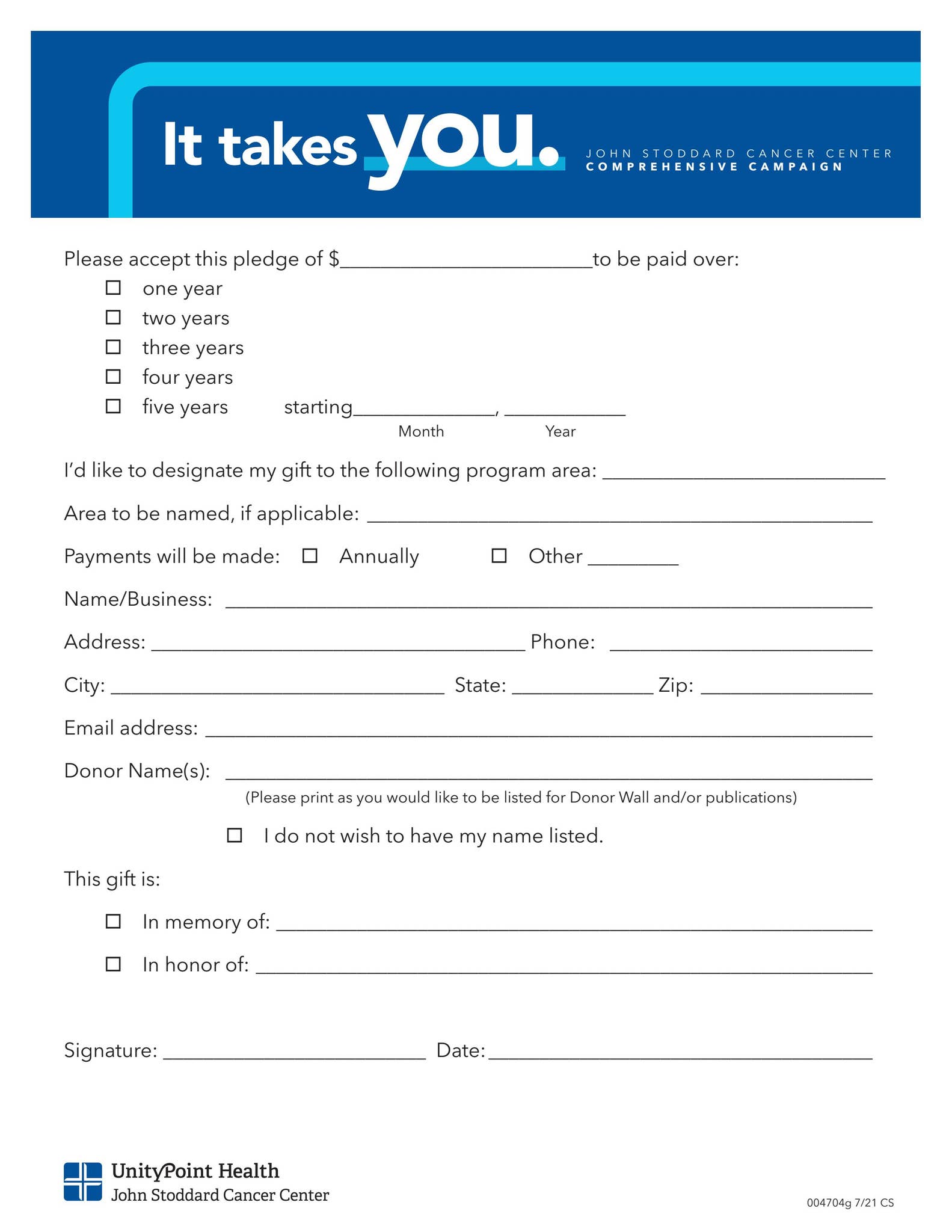 It Takes You Pledge Form by unitypointdsdmfoundation - Issuu