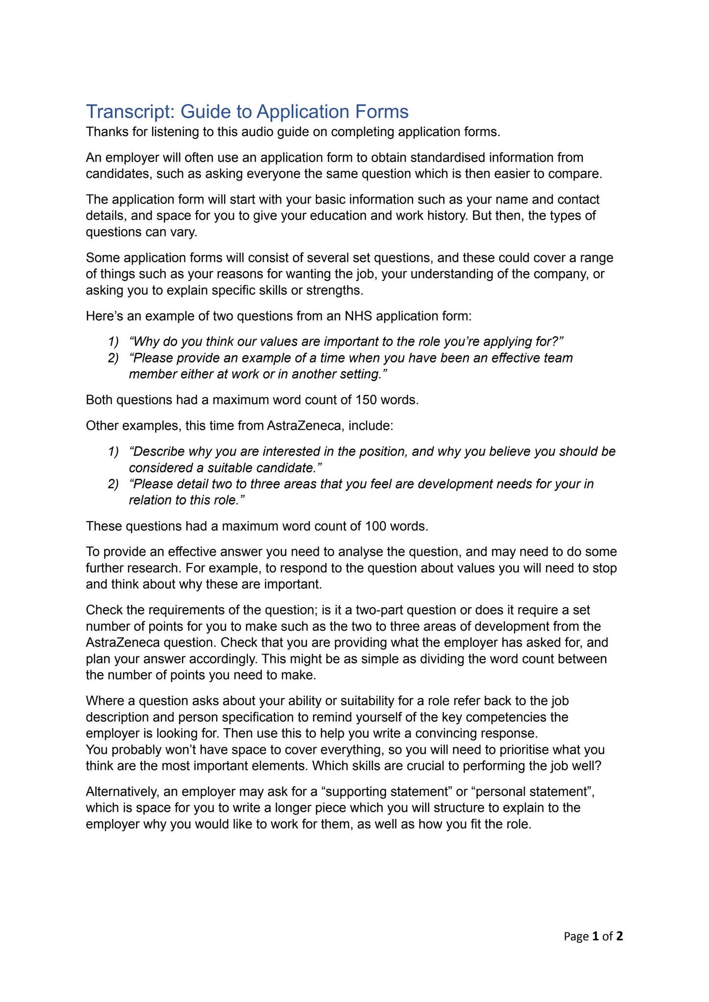 Transcript: Guide to Application Forms by Kate B - Issuu