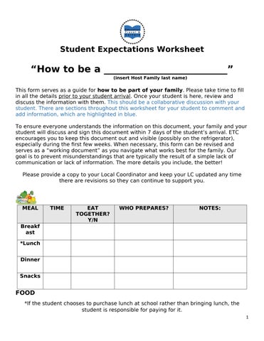 Expectation Worksheet by Education Travel & Culture - Issuu