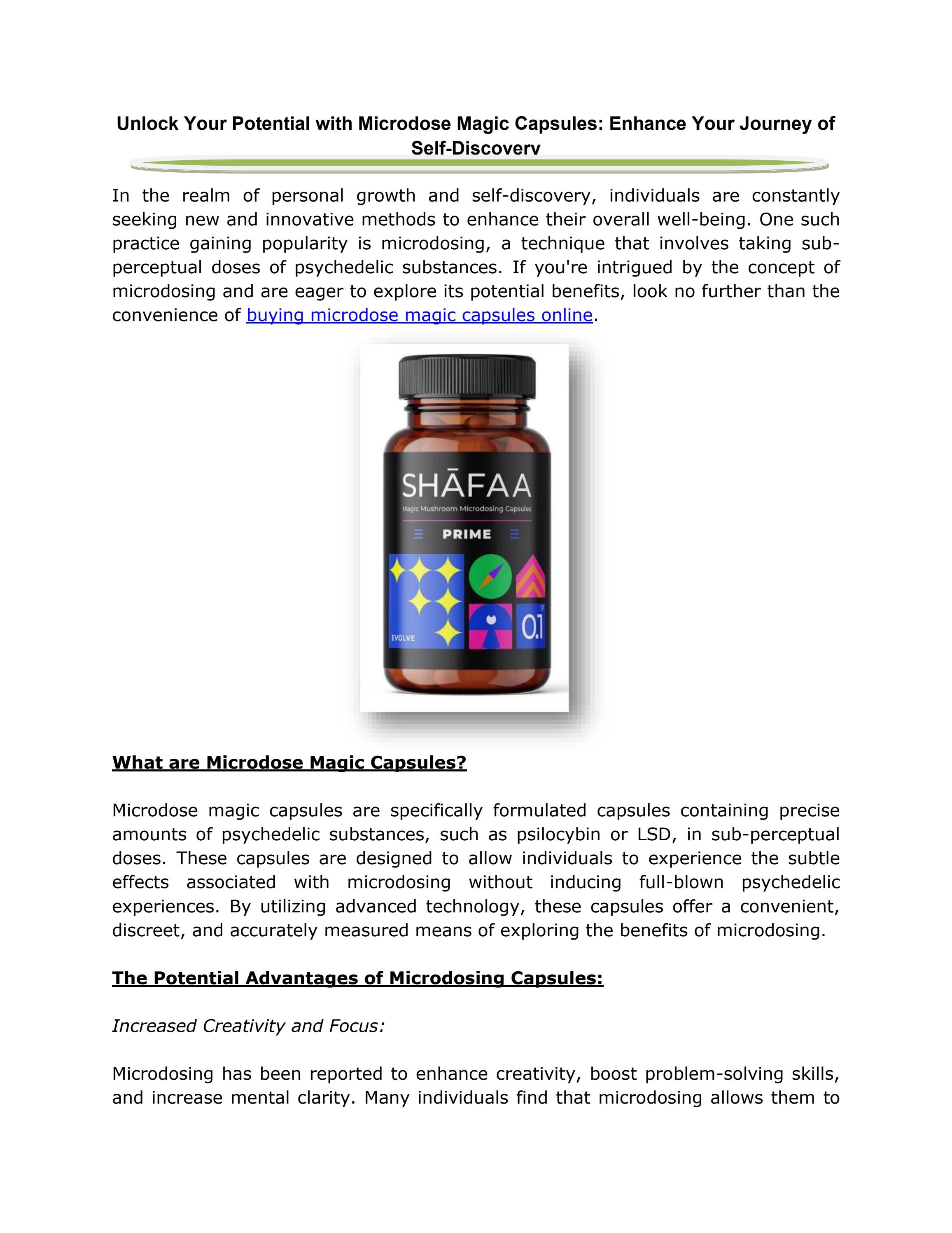 Unlock Your Potential with Microdose Magic Capsules: Enhance Your ...