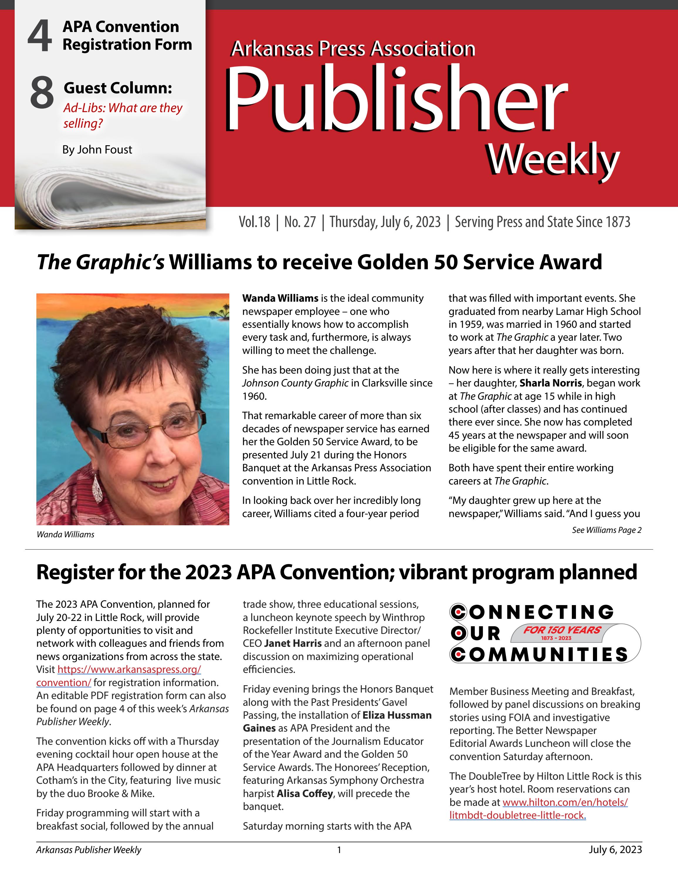 Arkansas Publisher Weekly: July 6, 2023 by Arkansas Press Association ...