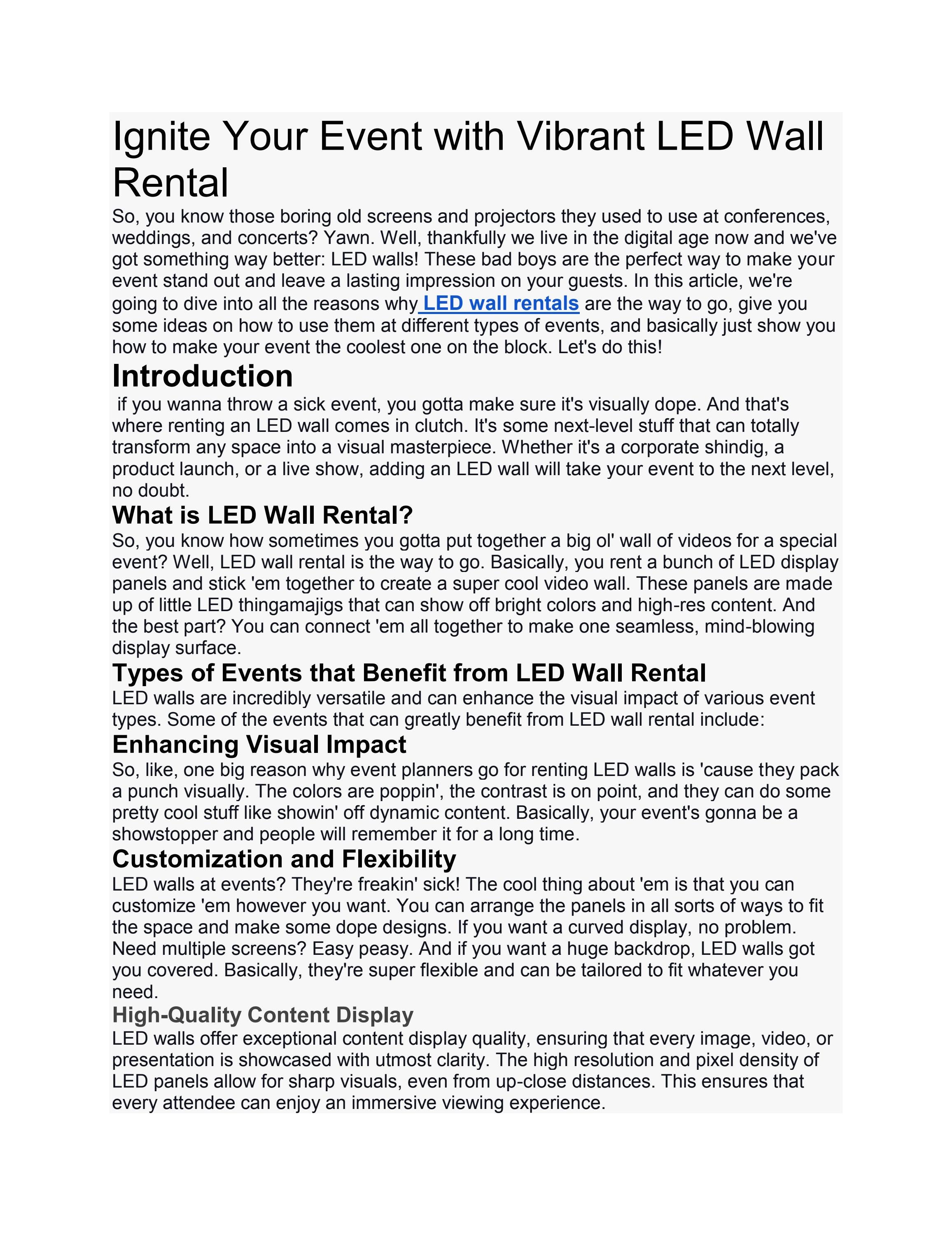 Ignite Your Event with Vibrant LED Wall Rental by Mr Jesca - Issuu