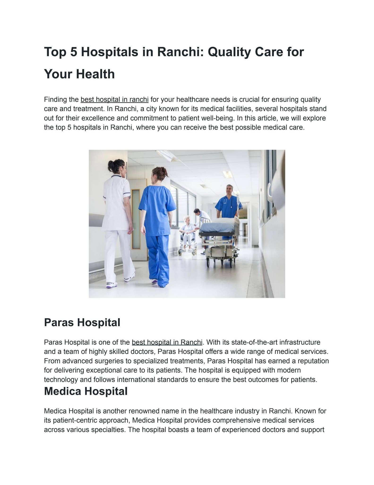 TOP 5 Hospitals in Ranchi: Quality Care for Your Health by Paras Health ...