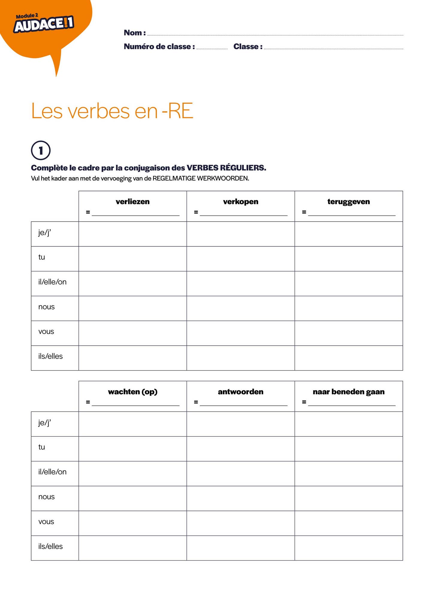 Audace 1 - M2 REM Les verbes en -RE - inkijk methode by die Keure - Issuu