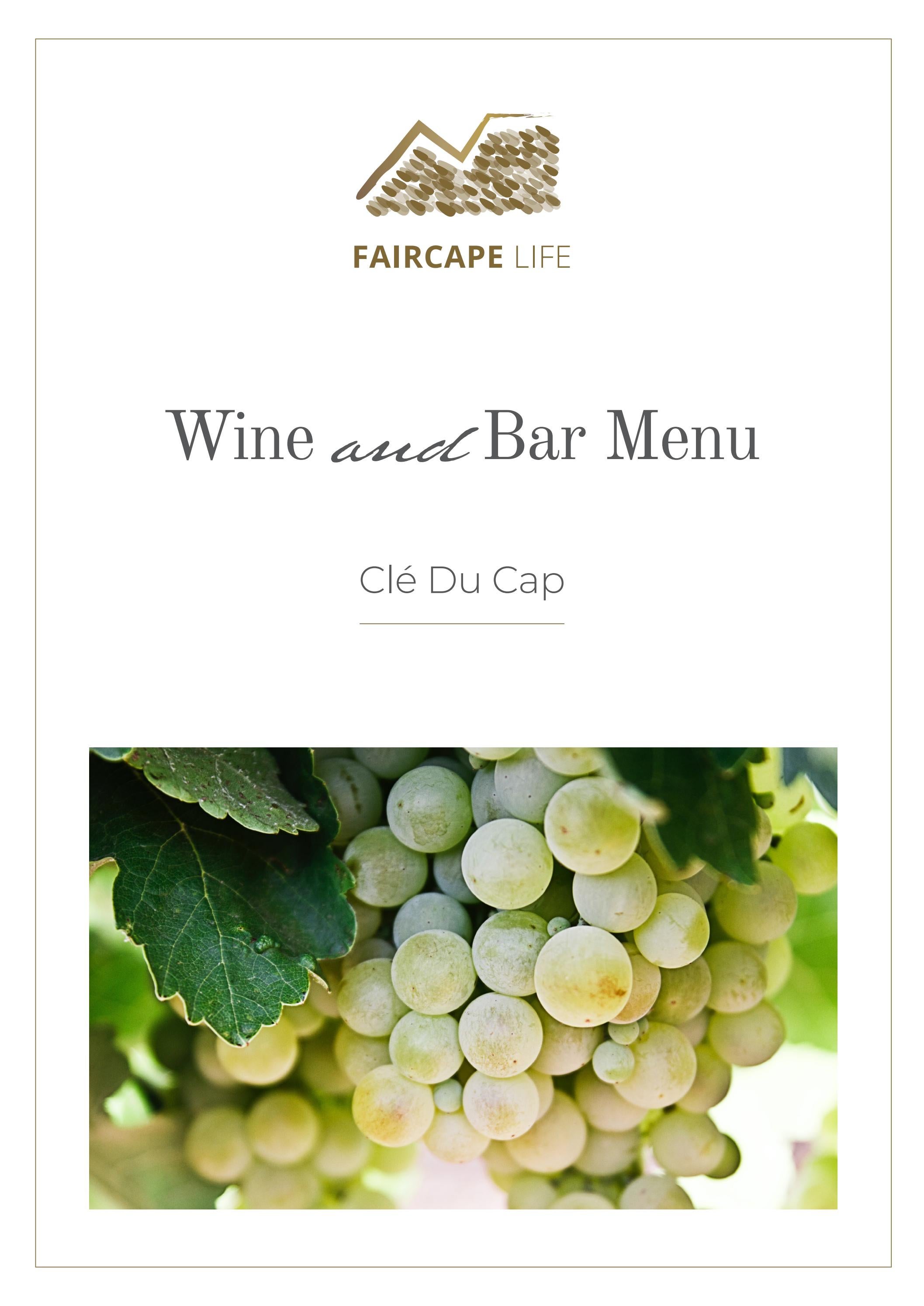 Clé du Cap | Wine and Bar Menu by Faircape-Group - Issuu