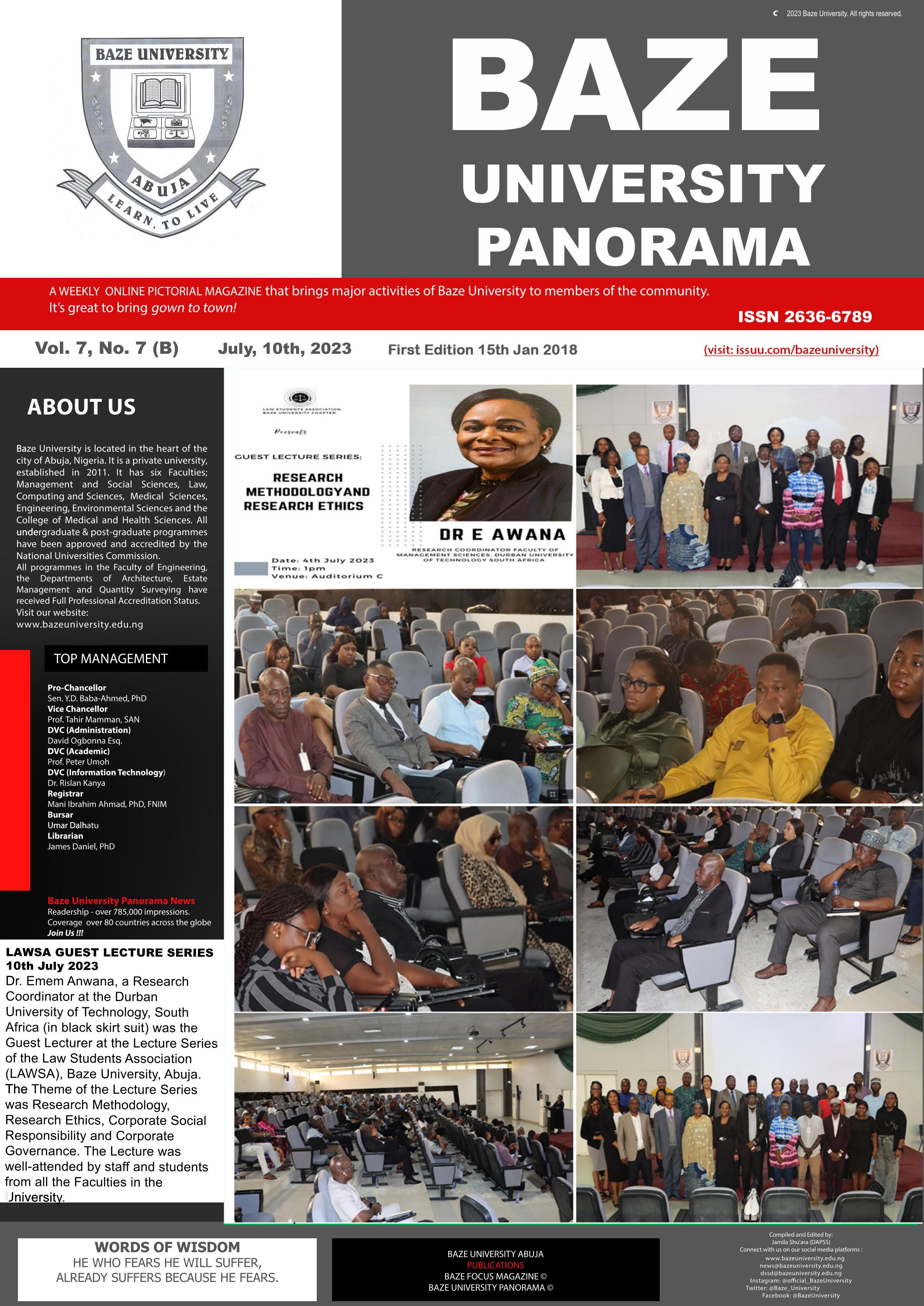 BAZE UNIVERSITY PANORAMA NEWS (10th July 2023) by Baze University - Issuu