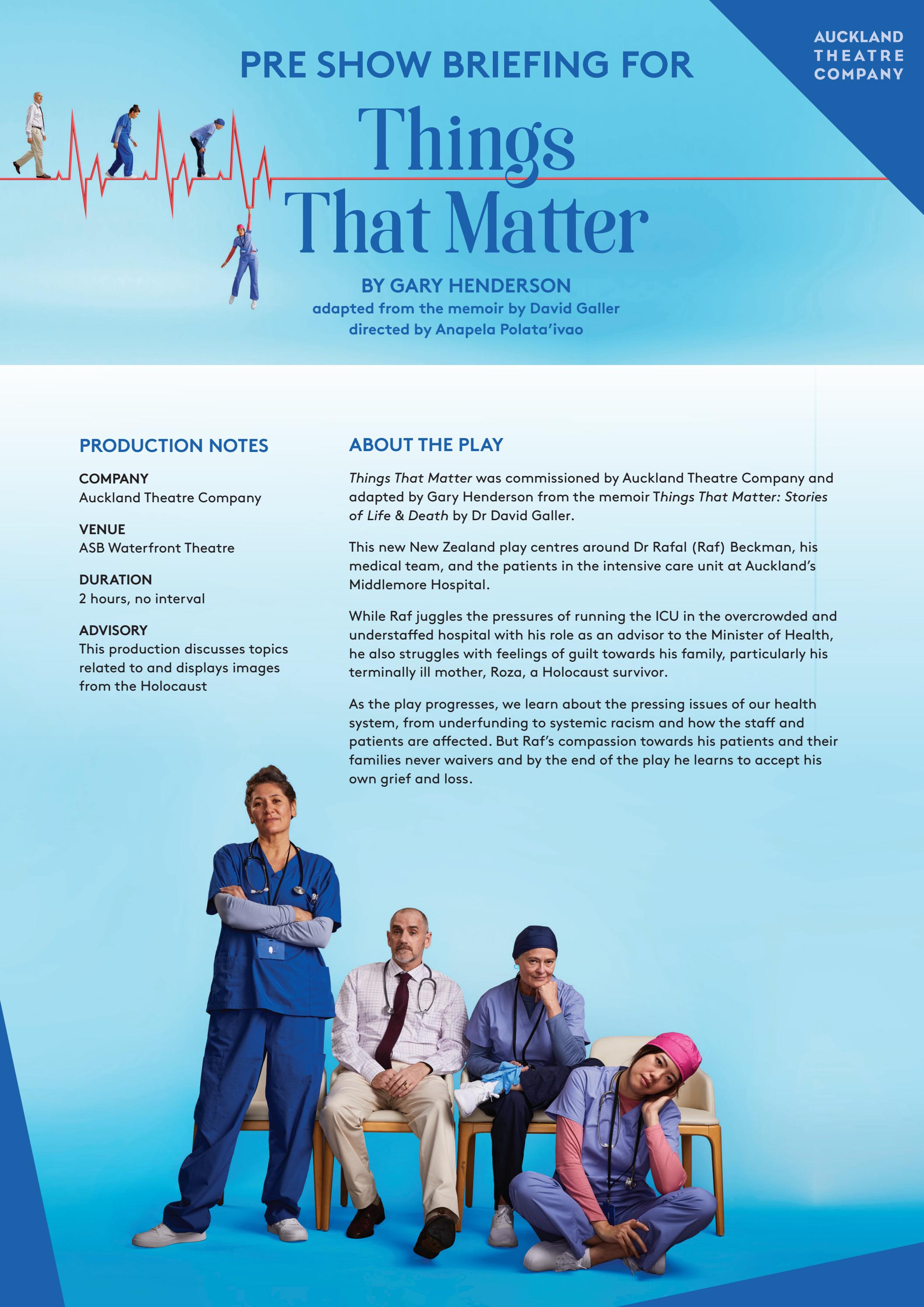 Things That Matter | Education Pre Show Briefing by Auckland Theatre ...