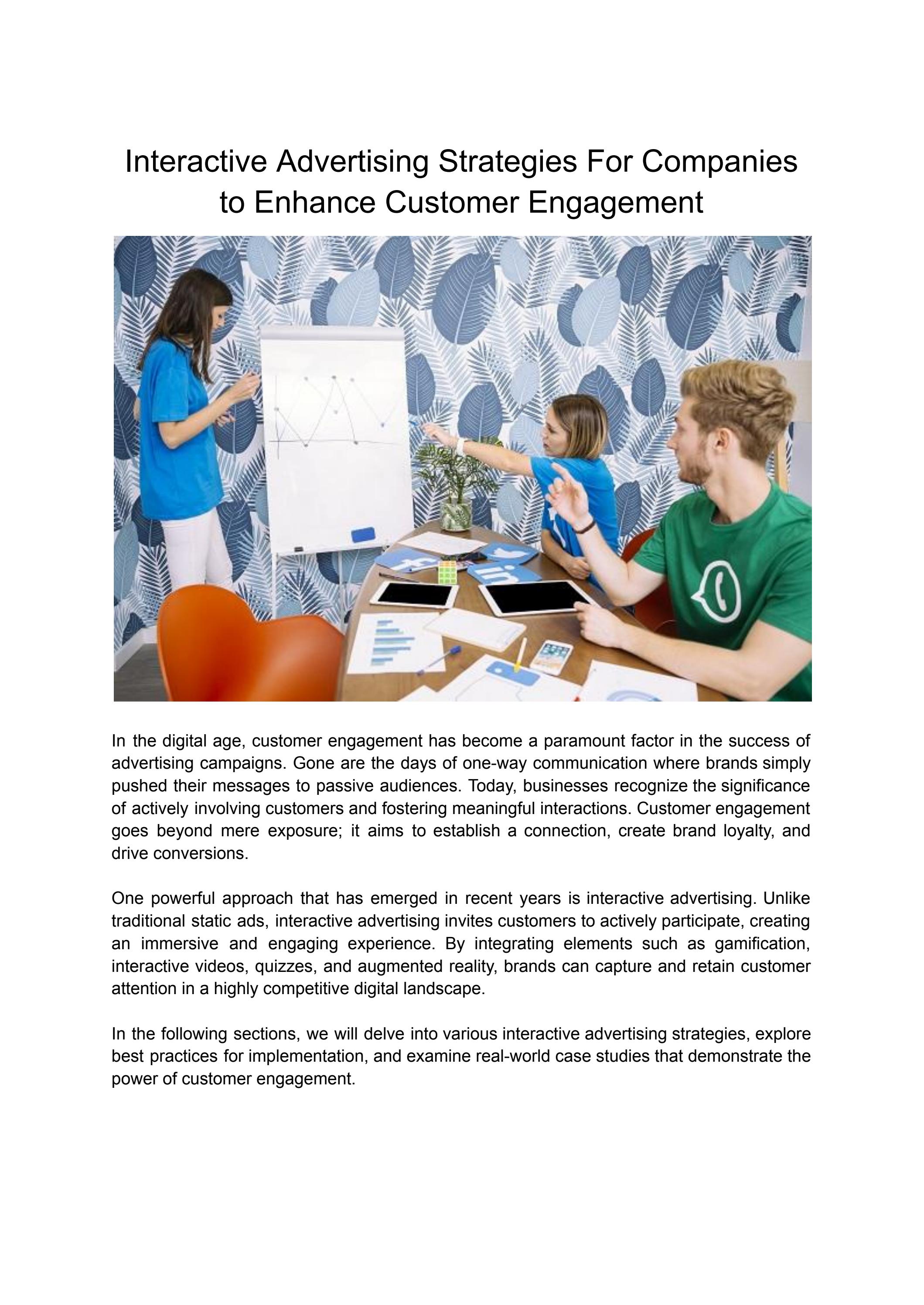 Interactive Advertising Strategies For Companies to Enhance Customer ...