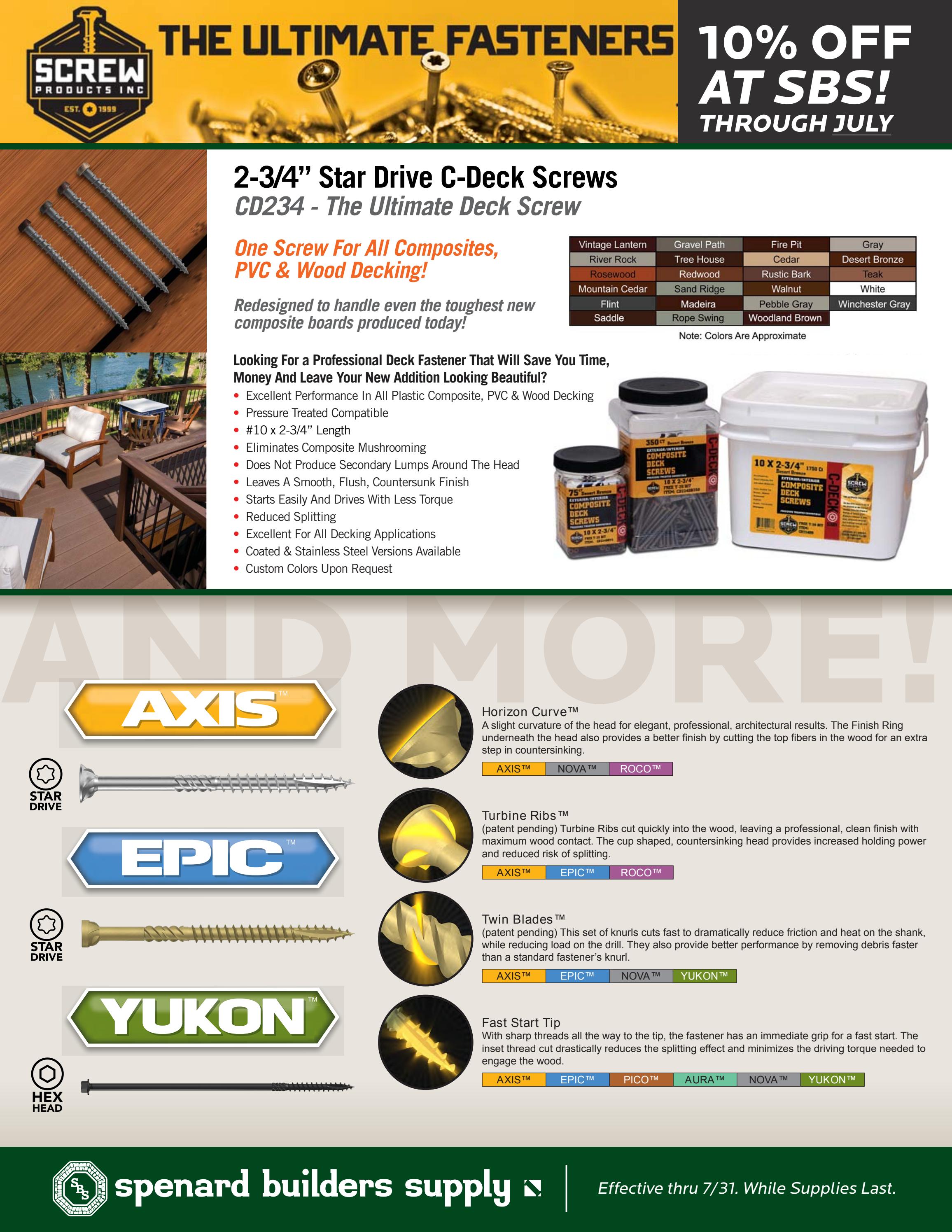 10% Off Screw Products at SBS! by spenardbuilderssupply - Issuu