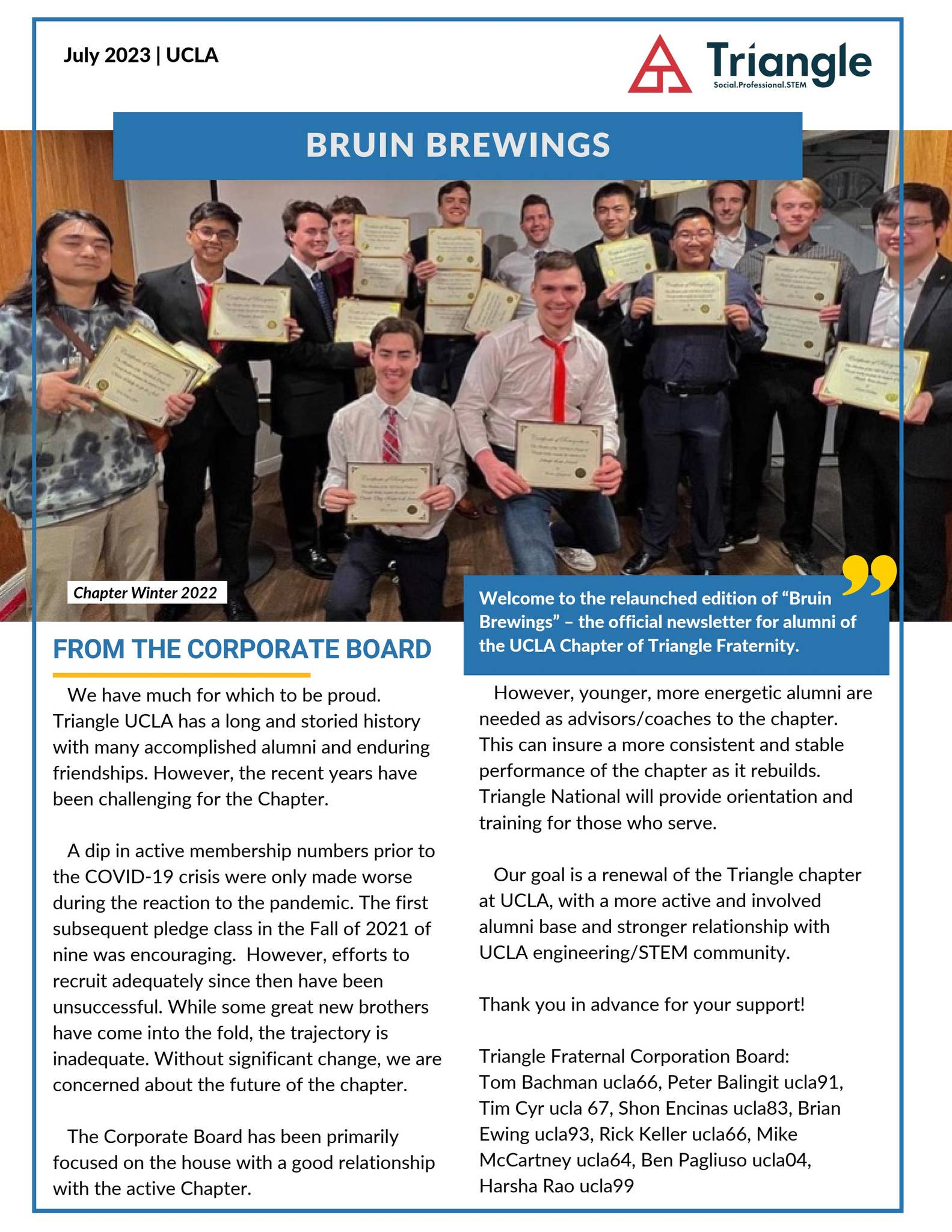 UCLA Alumni Newsletter July 2023 by Triangle Fraternity - Issuu