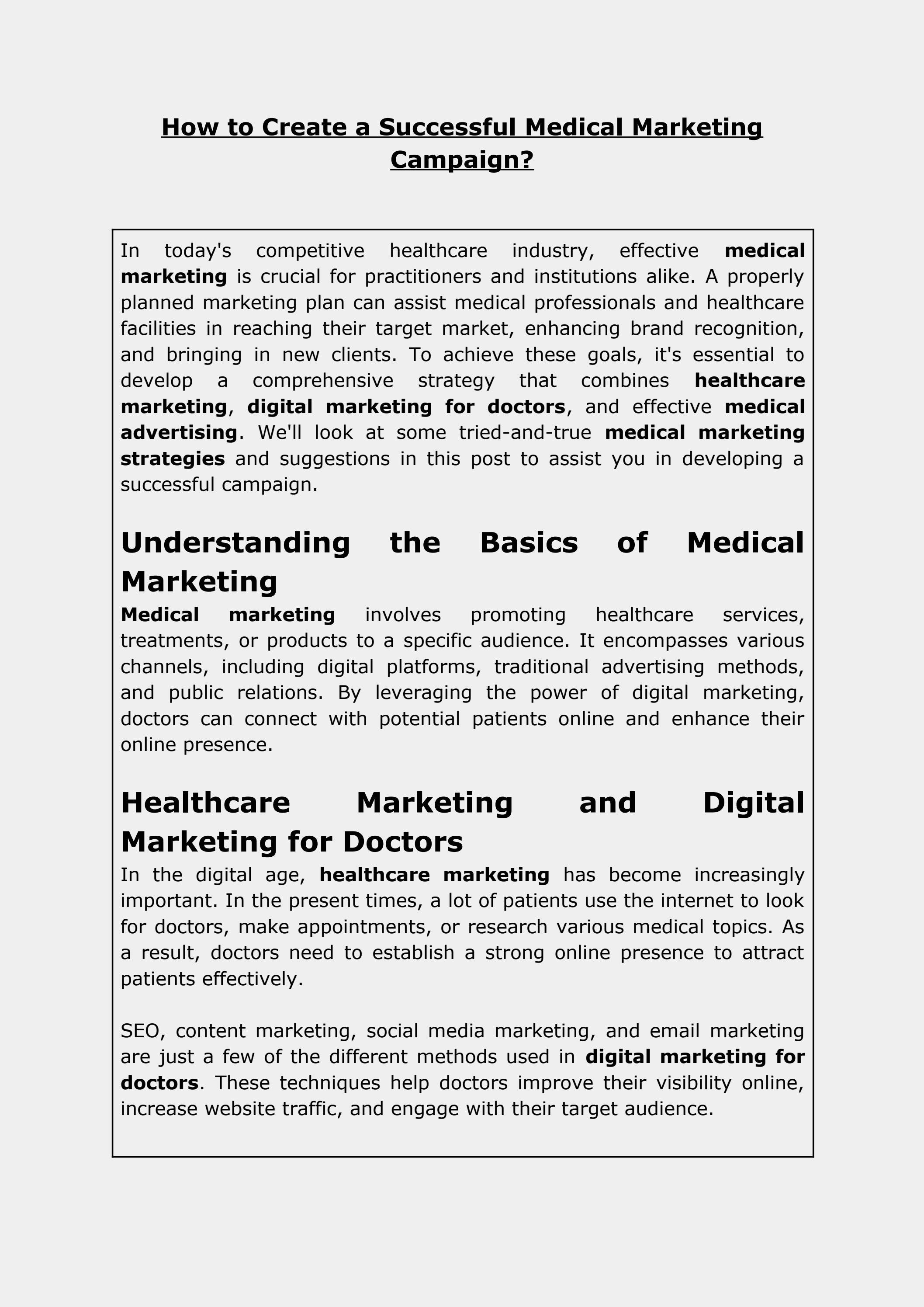 How to Create a Successful Medical Marketing Campaign? by MMW3 DEGREES ...