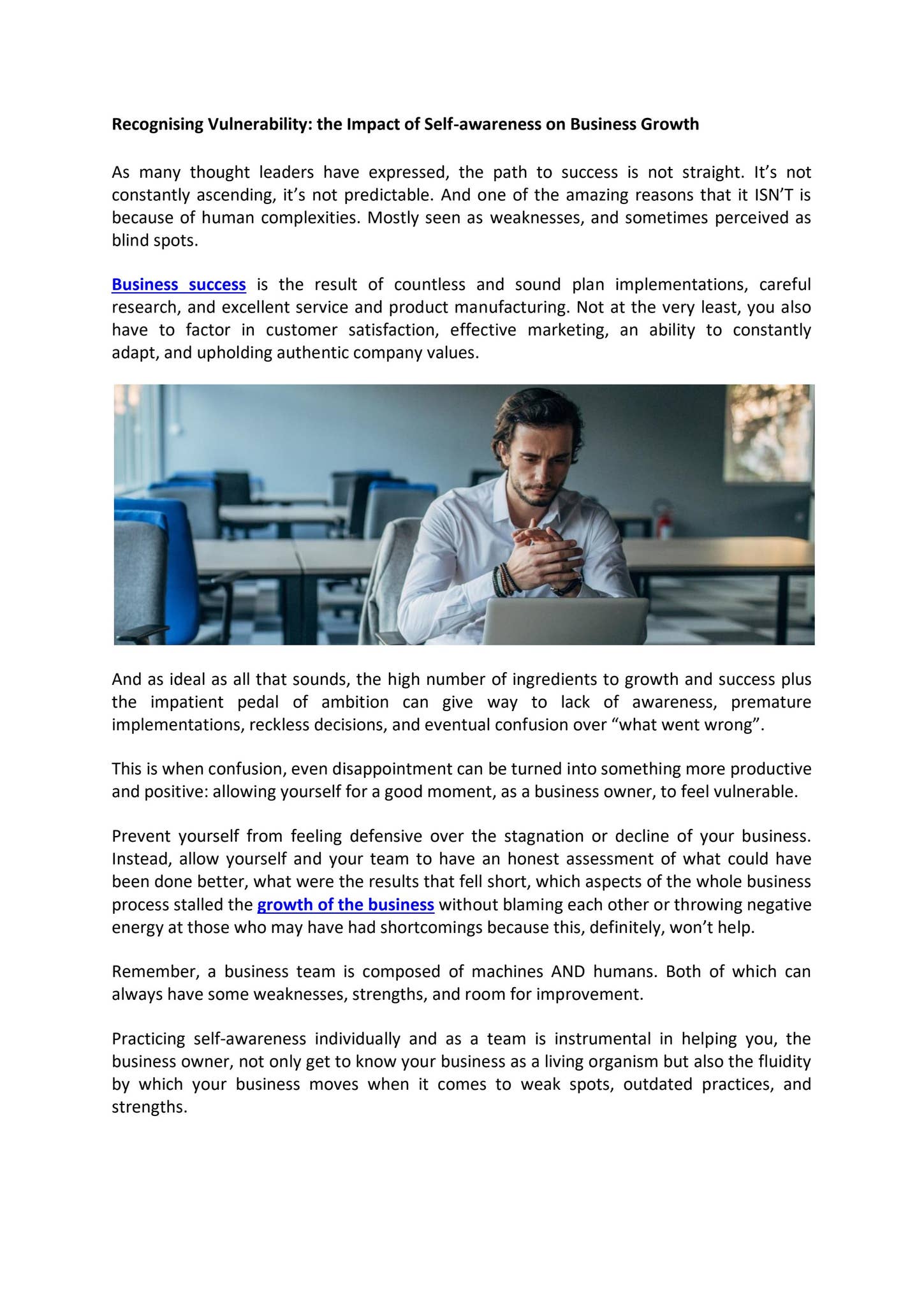 Recognising Vulnerability: the Impact of Self-awareness on Business ...