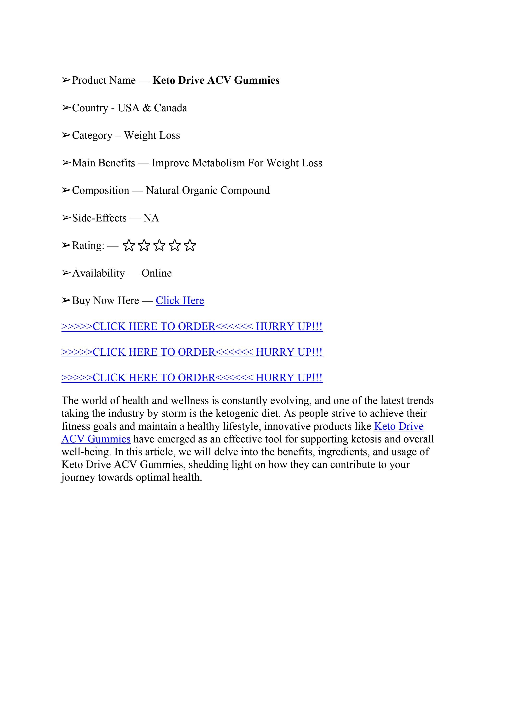 Keto Drive ACV Gummies - (USA & Canada) Weight Loss Gummies Reviews ...